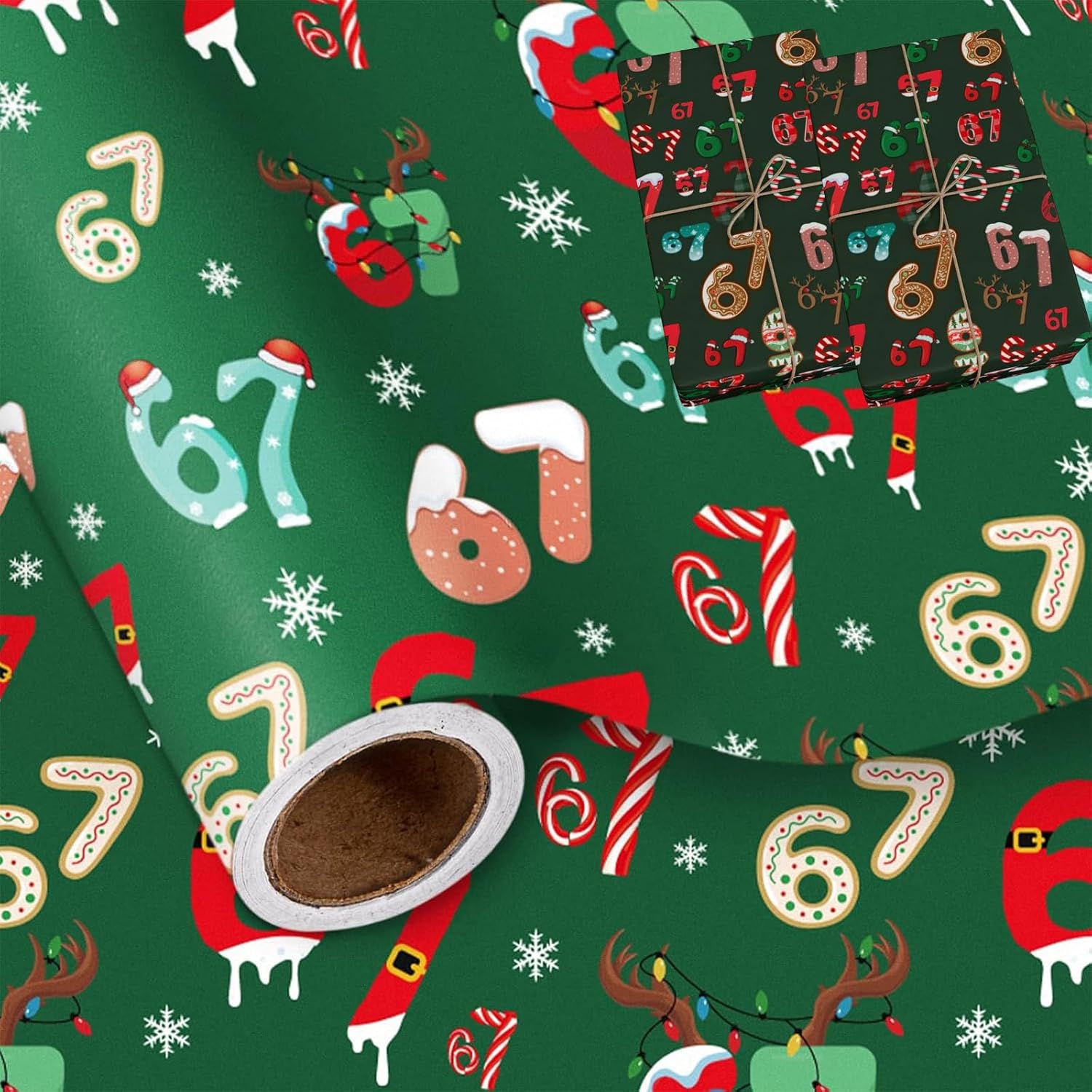 Amazon.com: YAIOUTIY 67 Christmas Wrapping Paper,Funny 67 Wrapping ...