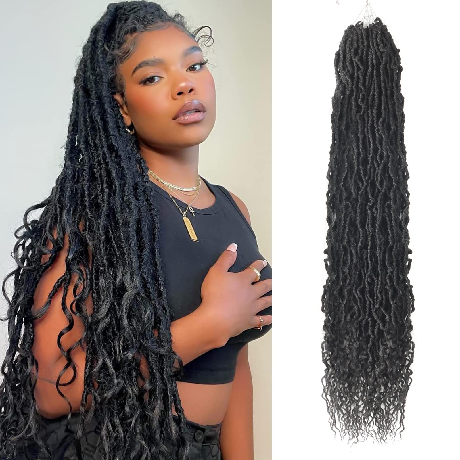 Lianlian 6 Packs New Faux Locs With Curly End 36 Inch Soft Locs Crochet ...