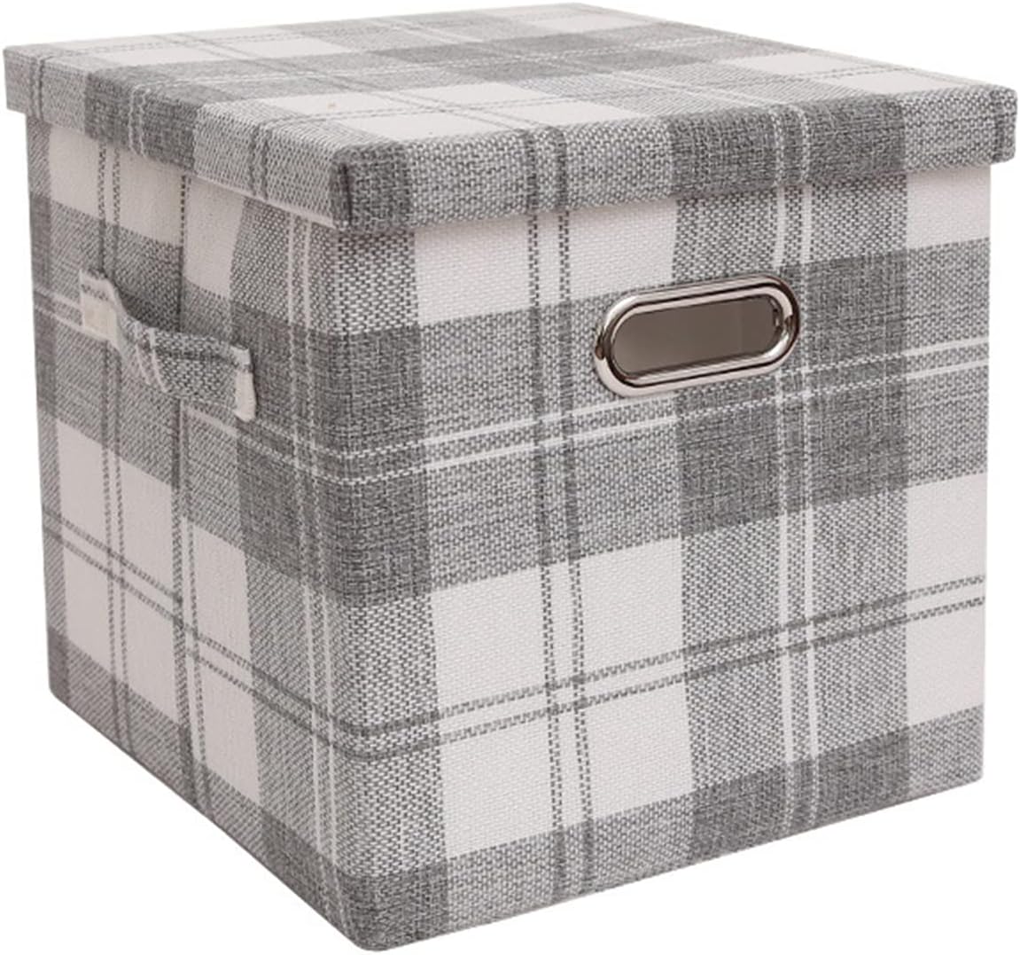 Amazon.com: HOMHOLDON Collapsible Fabric Storage Baskets with Lid Linen ...