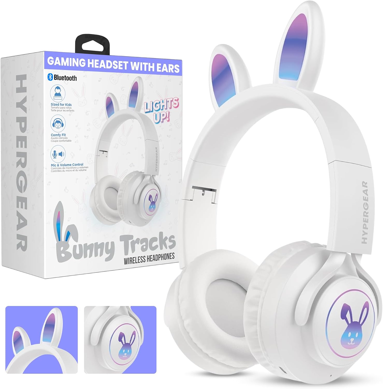 Amazon.com: HyperGear Bunny Tracks Kids Bluetooth Wireless Headphones ...