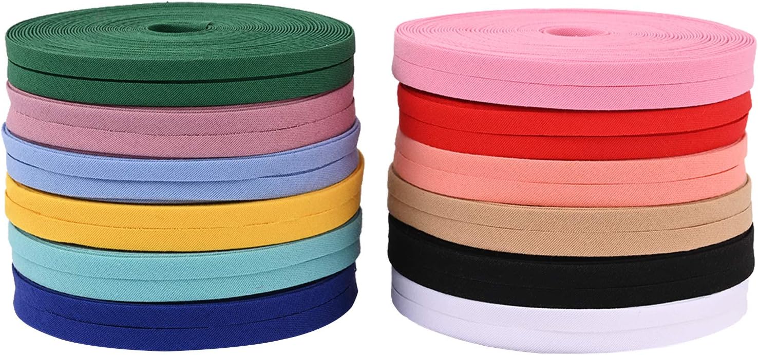 Euvoym 20 Rolls Bias Tape Bias Binding Tape Double Fold Bias Tape for ...