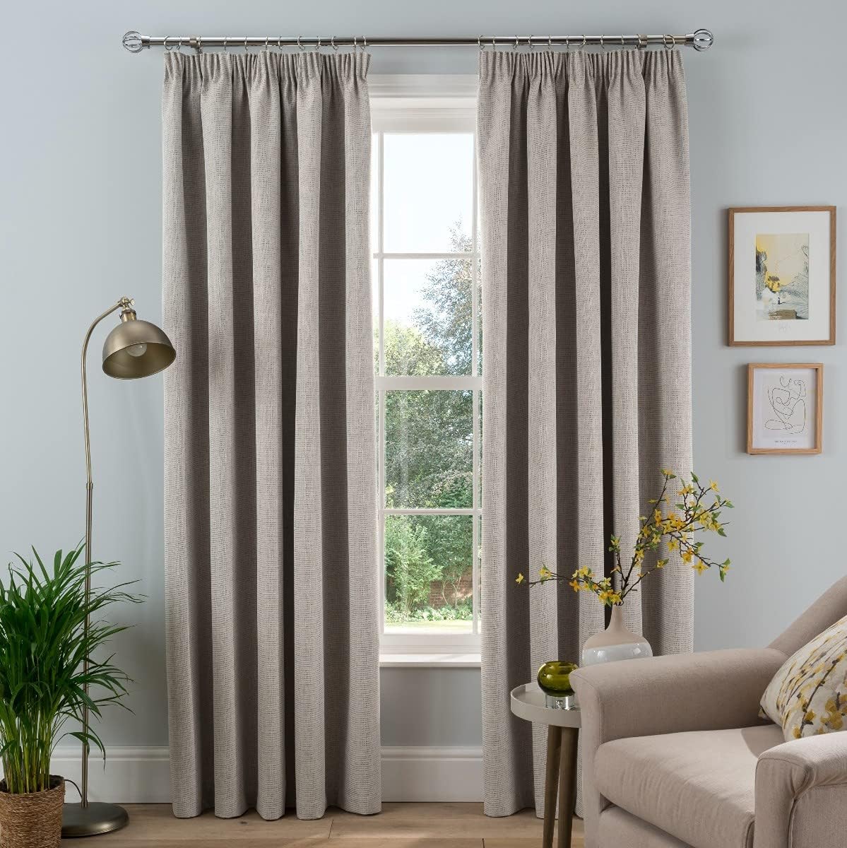 Sleepdown Textured Rib Weave Pencil Pleat Blackout Lined Curtains ...