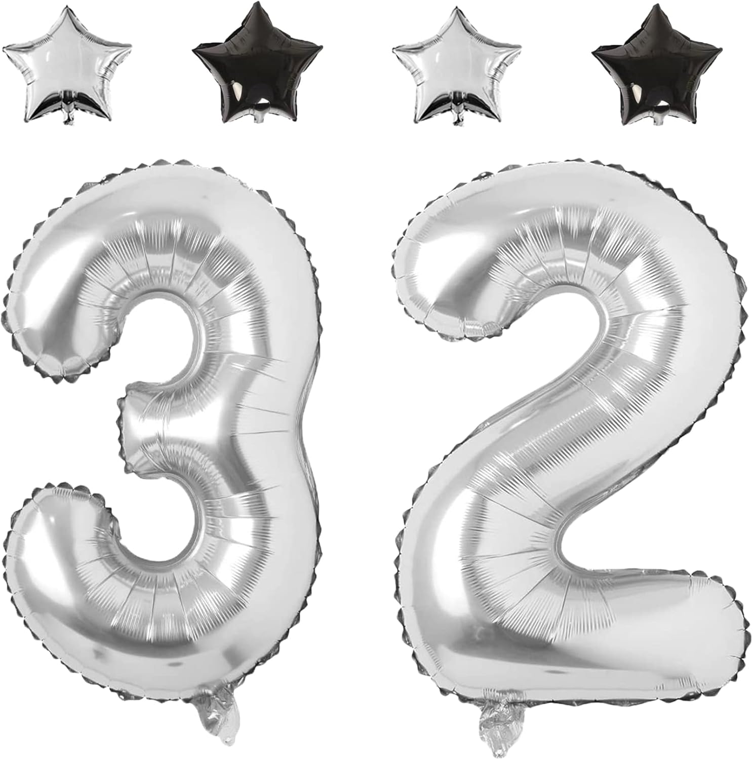 Amazon.com: Big Silver 32 Number Balloons-40 Inch,Giant Foil Mylar 32nd ...