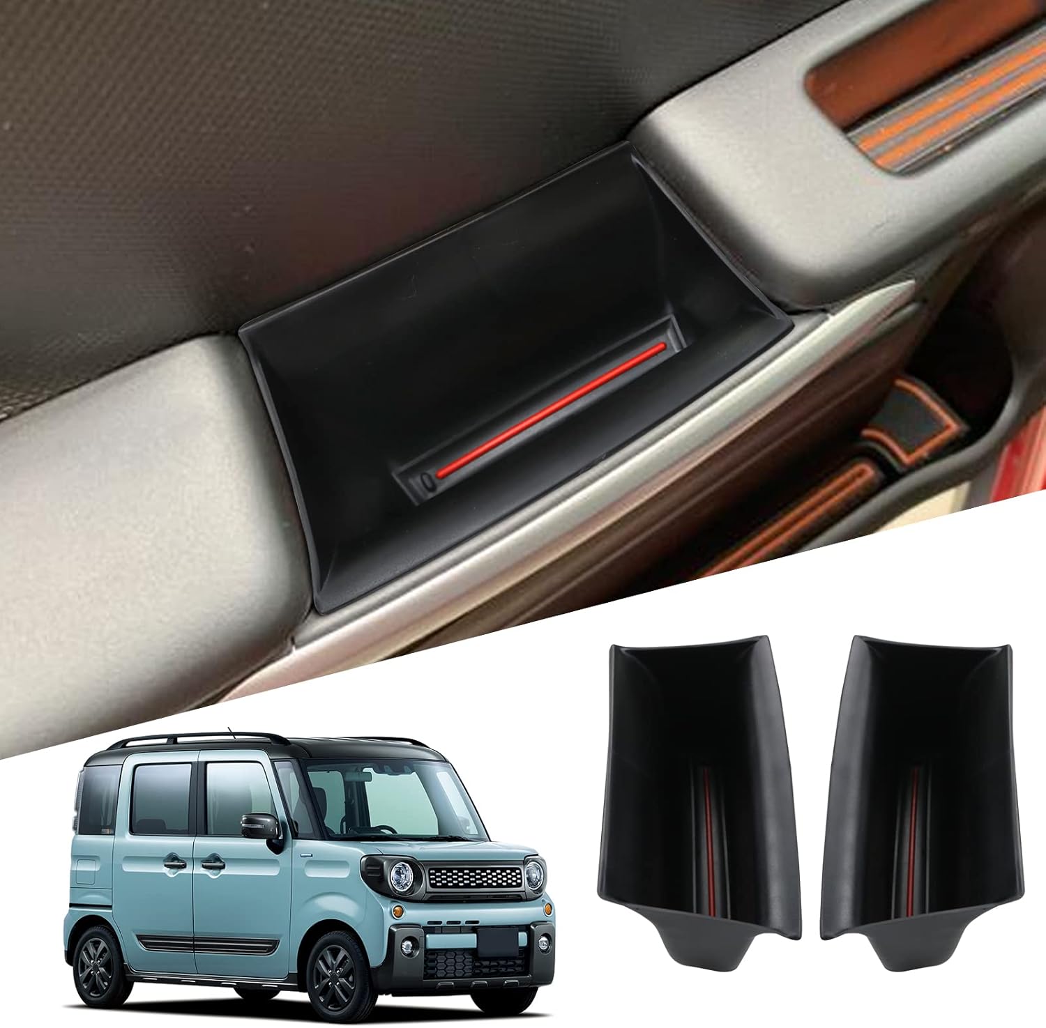 Amazon.co.jp: SHAOHAO スズキ スペーシア 車用ドア収納ボックス MK53S ドアアームレストボックス 車用ドア収納ボックス 車種専用設計 アクセサリー ラバーマット付き ...