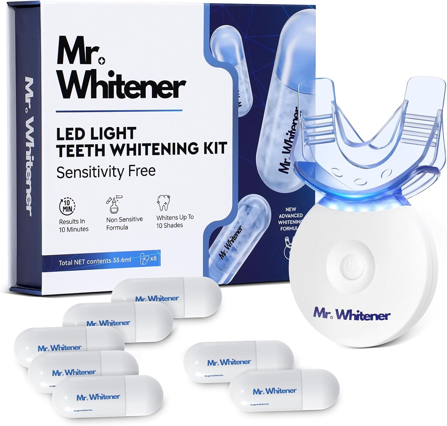 Mr.Whitener LED Teeth Whitening Kit, Dentists Recommended, Enamel Safe ...
