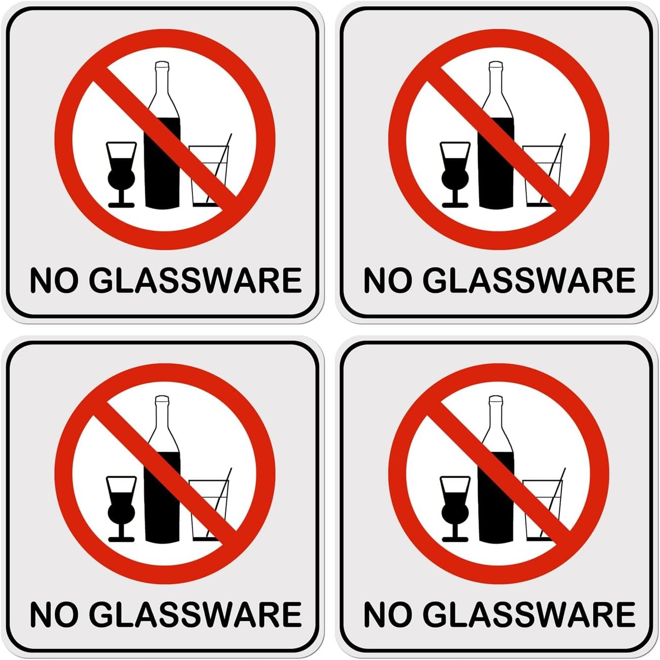 Amazon.com: 4 Pack “No Glassware”Pool Marker Swimming Pool Sign 6 Inch ...