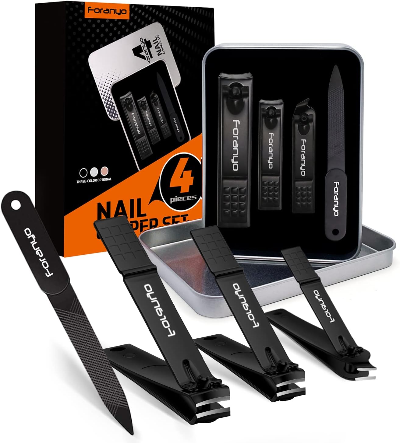 Amazon.com : Foranyo Nail Clipper Set - 4 Pack Nail Clippers for Men ...
