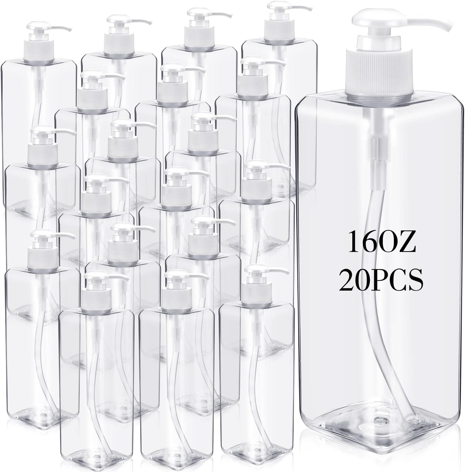 Amazon.com: 20 Pack 16oz/ 500ml Plastic Empty Bottles Refillable ...