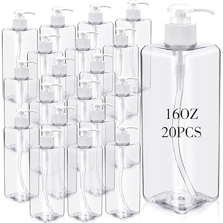 Amazon.com: 20 Pack 16oz/ 500ml Plastic Empty Bottles Refillable ...