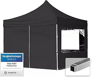 pop-up tält snabbtält 3x3 m - 4 sidodelar hopfällbart tält aluminium ...