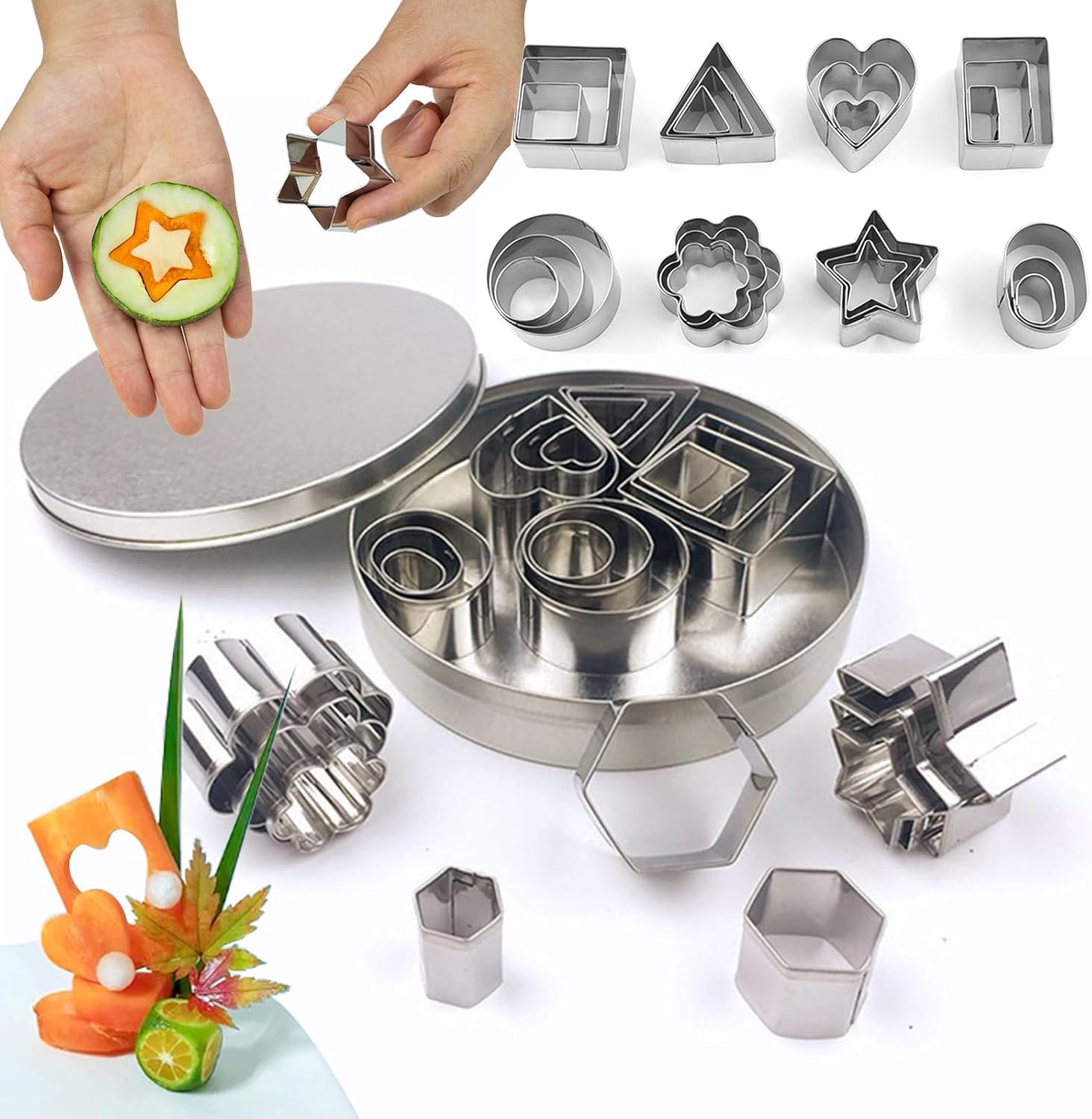 Amazon.com: Small Cookie Cutter Set with Tin Box, 24PCS Heart Cookie ...