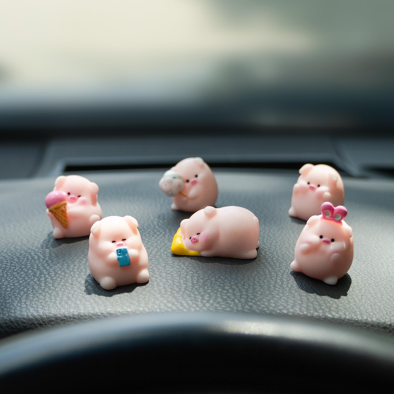Amazon.com: Rislobx Cute Pig Car Dashboard Decor, 6PCS Cute Pink Pig ...