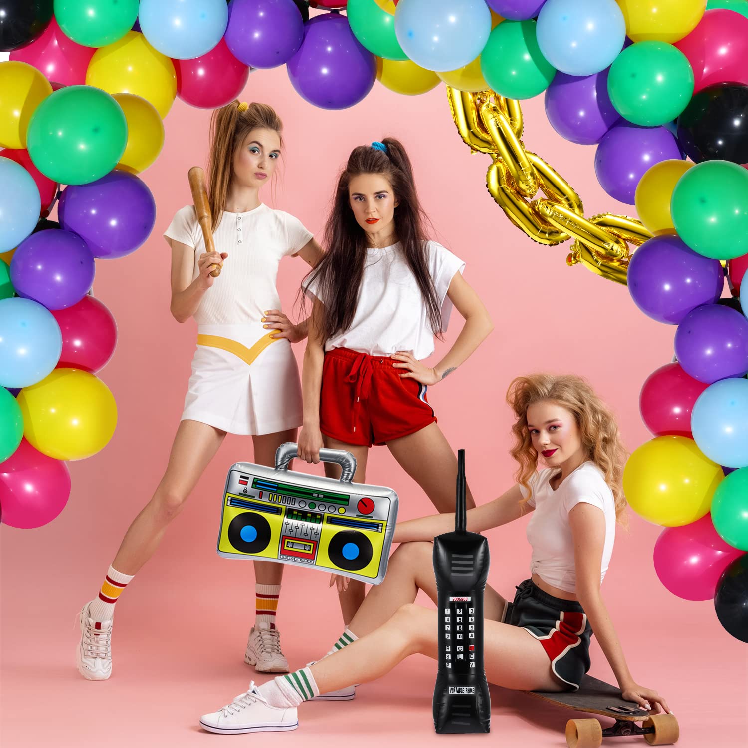 Snapklik.com : 90s 80s Theme Party Balloons Backdrop Decorations ...