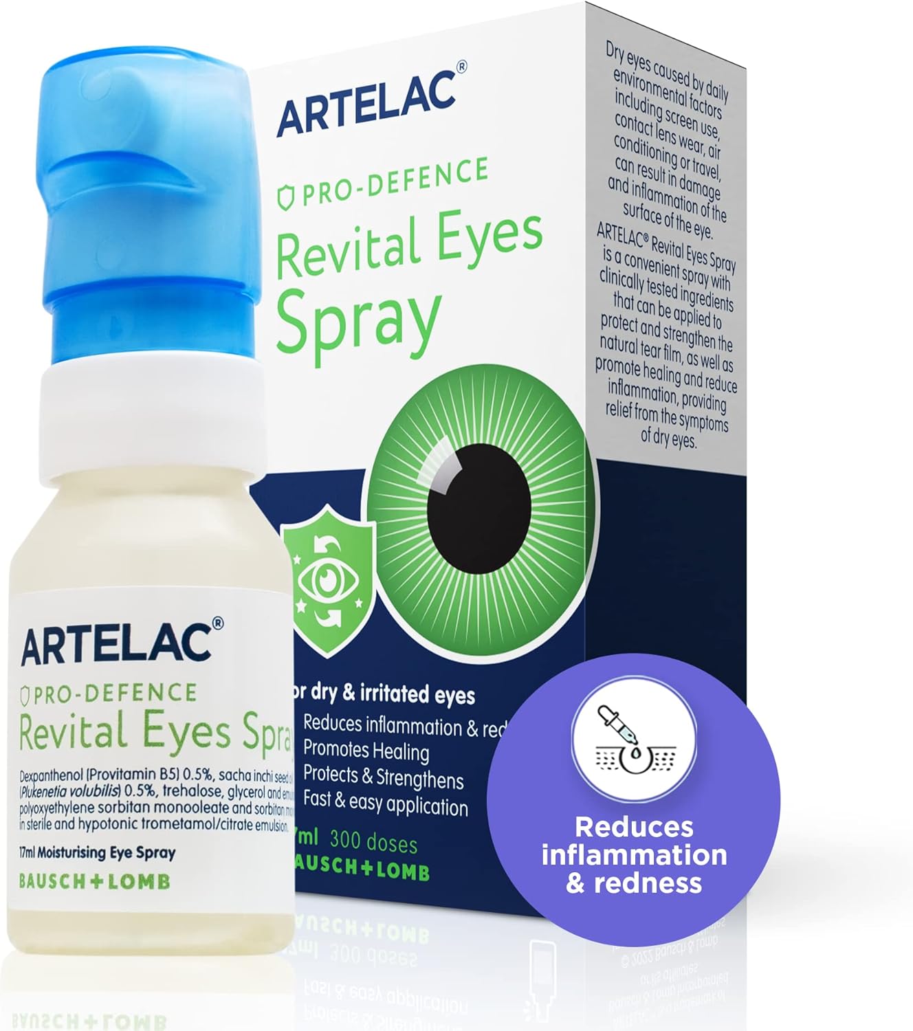 Artelac Revital Eyes Spray, Pro Defence Dry Eye Spray, Irritation ...