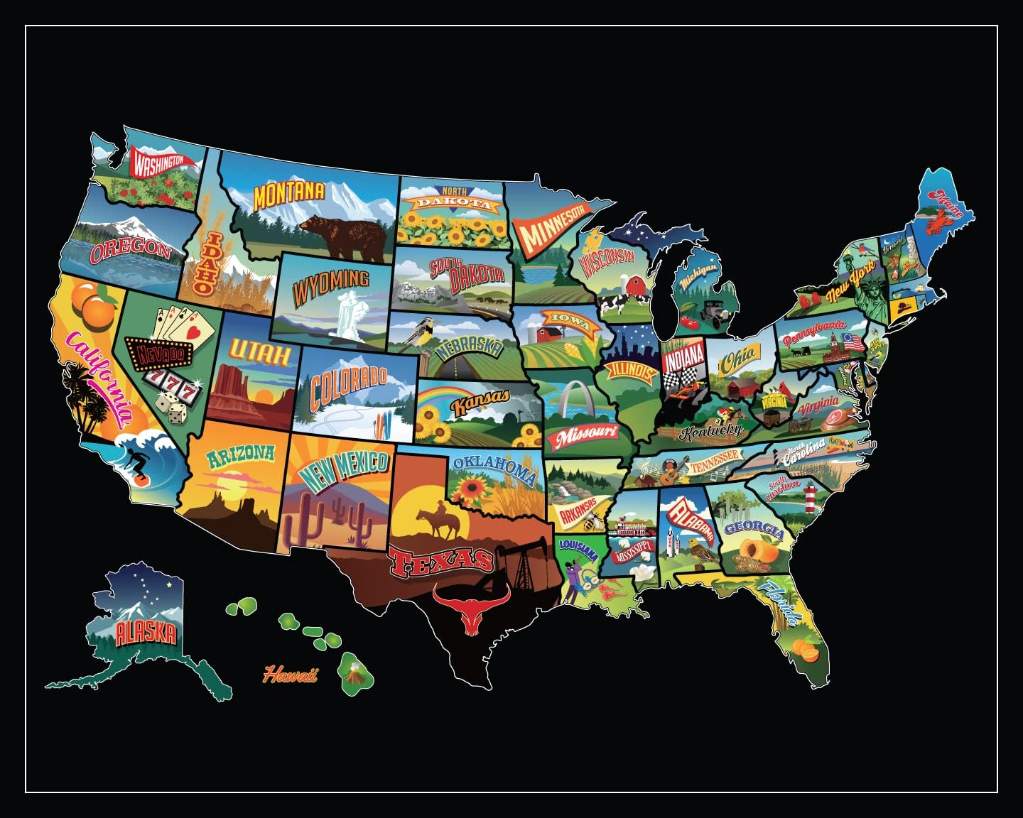 Amazon.com: 1DEA.me USA Photo Map - 50 States Travel Map - 24 x 36 in ...