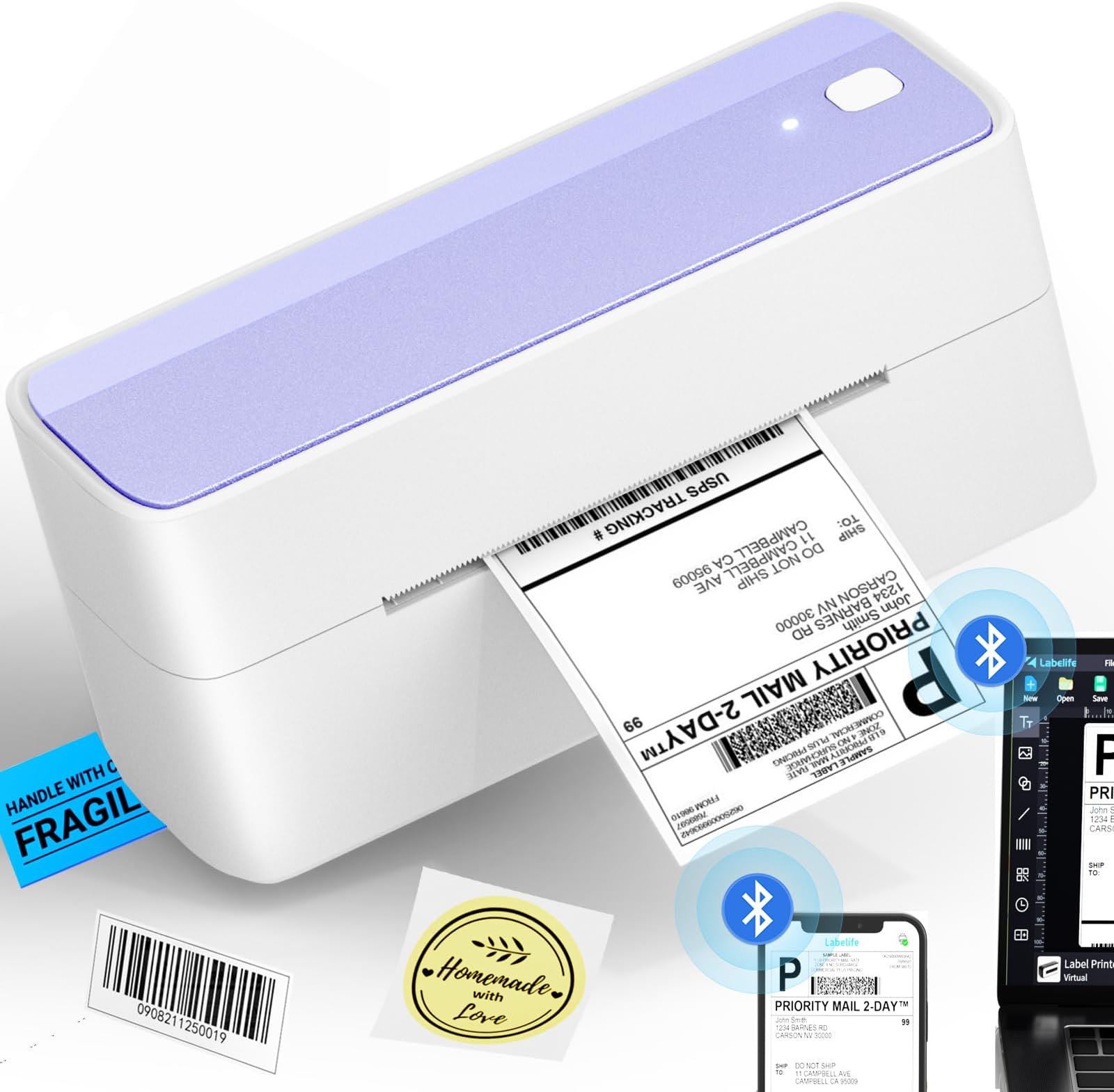 Amazon.com : Zoolion Shipping Label Printer Bluetooth, Label Printer ...