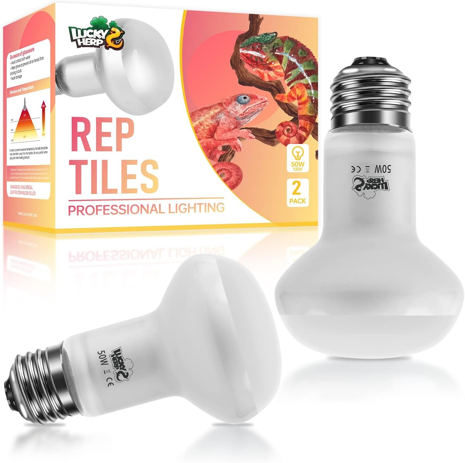 REPTI HOME Reptile Heat Lamp Bulbs, Heat Bulb for Reptiles 2 Pack-50W ...