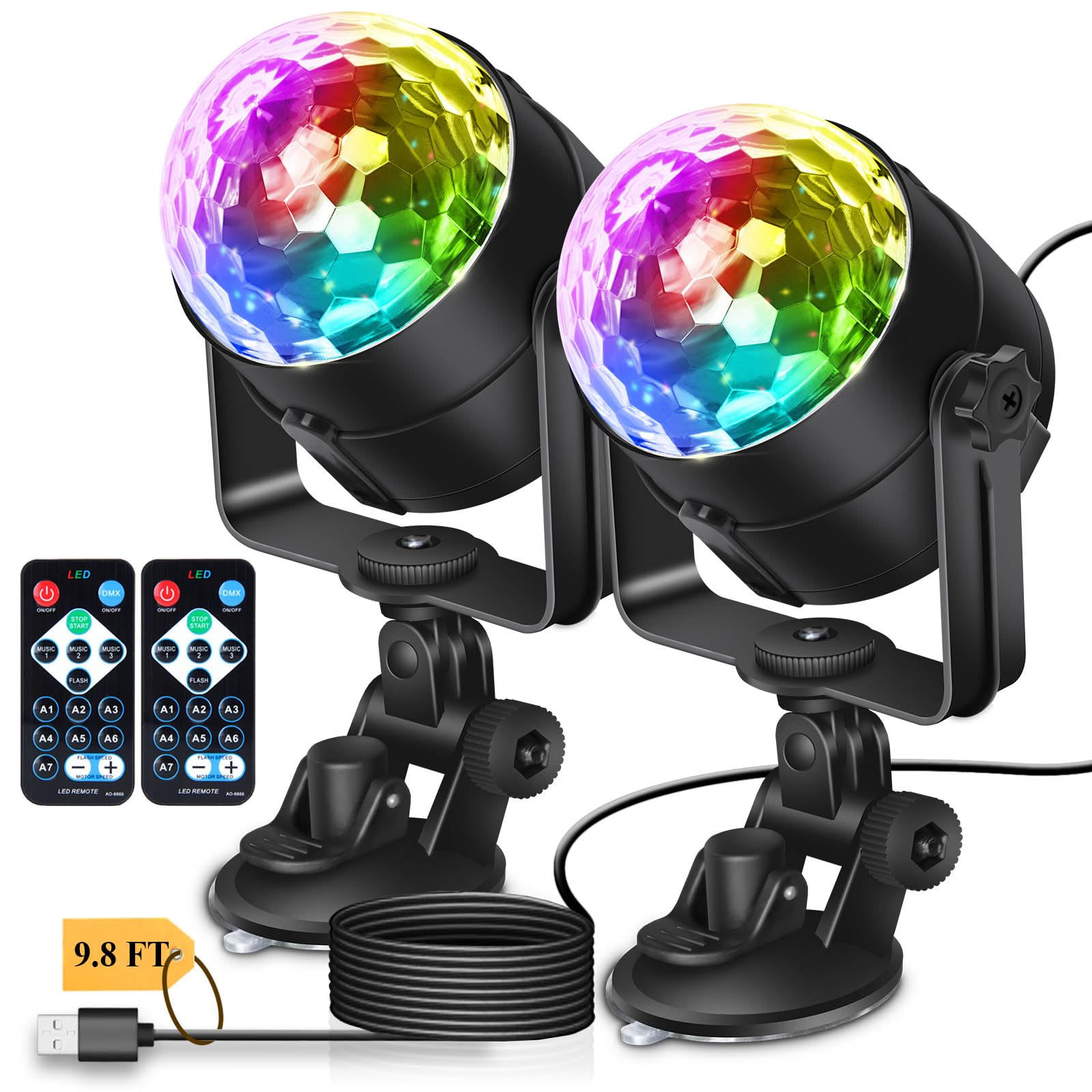 Snapklik.com : Apeocose 2-Pack Disco Ball Party Lights Sound Activated ...
