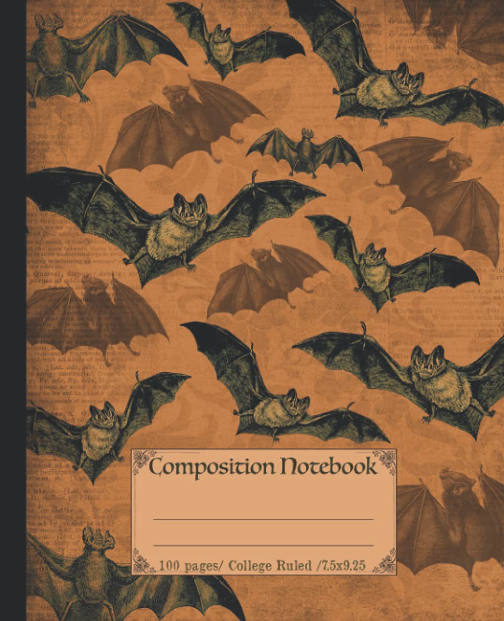 Composition Notebook: Halloween bat composition notebook. Vintage ...
