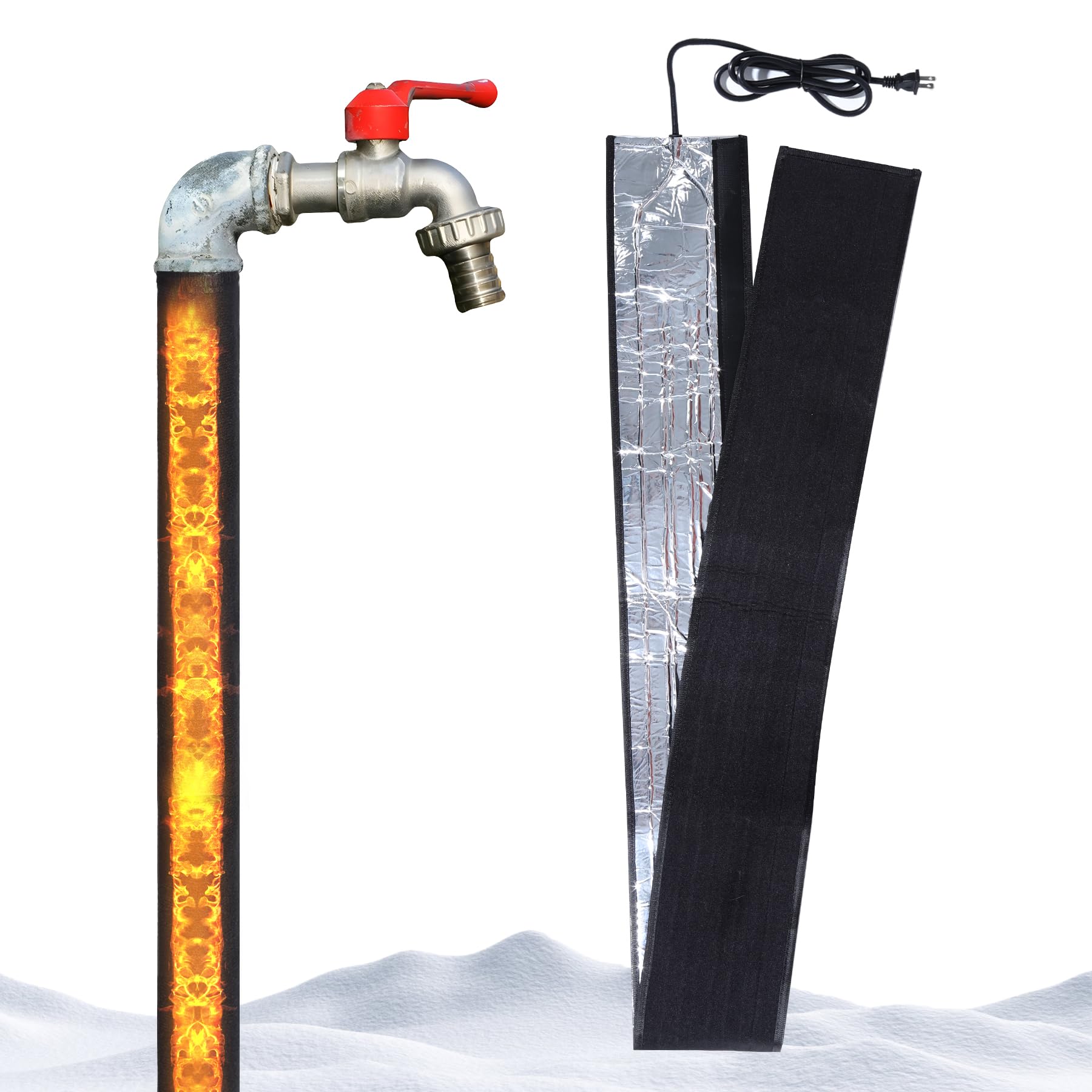 Water Pipe Heat Blanket 78.7” x 6.3” with 4.9 ft Power Cord, 110V, Max ...