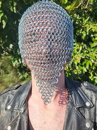 Amazon.com: CRAFTILE Medieval Chainmail Coif for Men – Steel Chainmail ...
