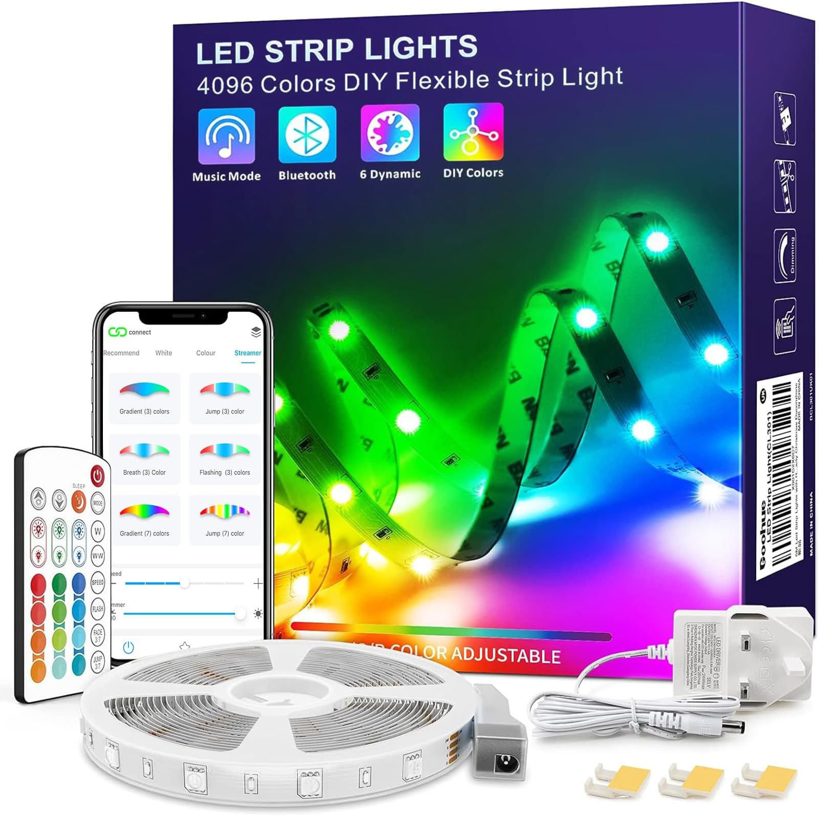 MYPLUS Bluetooth LED Strips Lights 5M, RGB Lights Strip with 44-Key ...