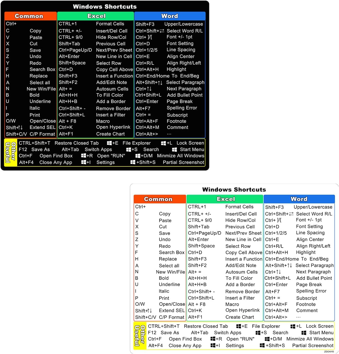 Amazon.com: 2 Pack Windows 11/10 Shortcut Sticker,Microsoft Windows + Word/Excel Quick Reference ...