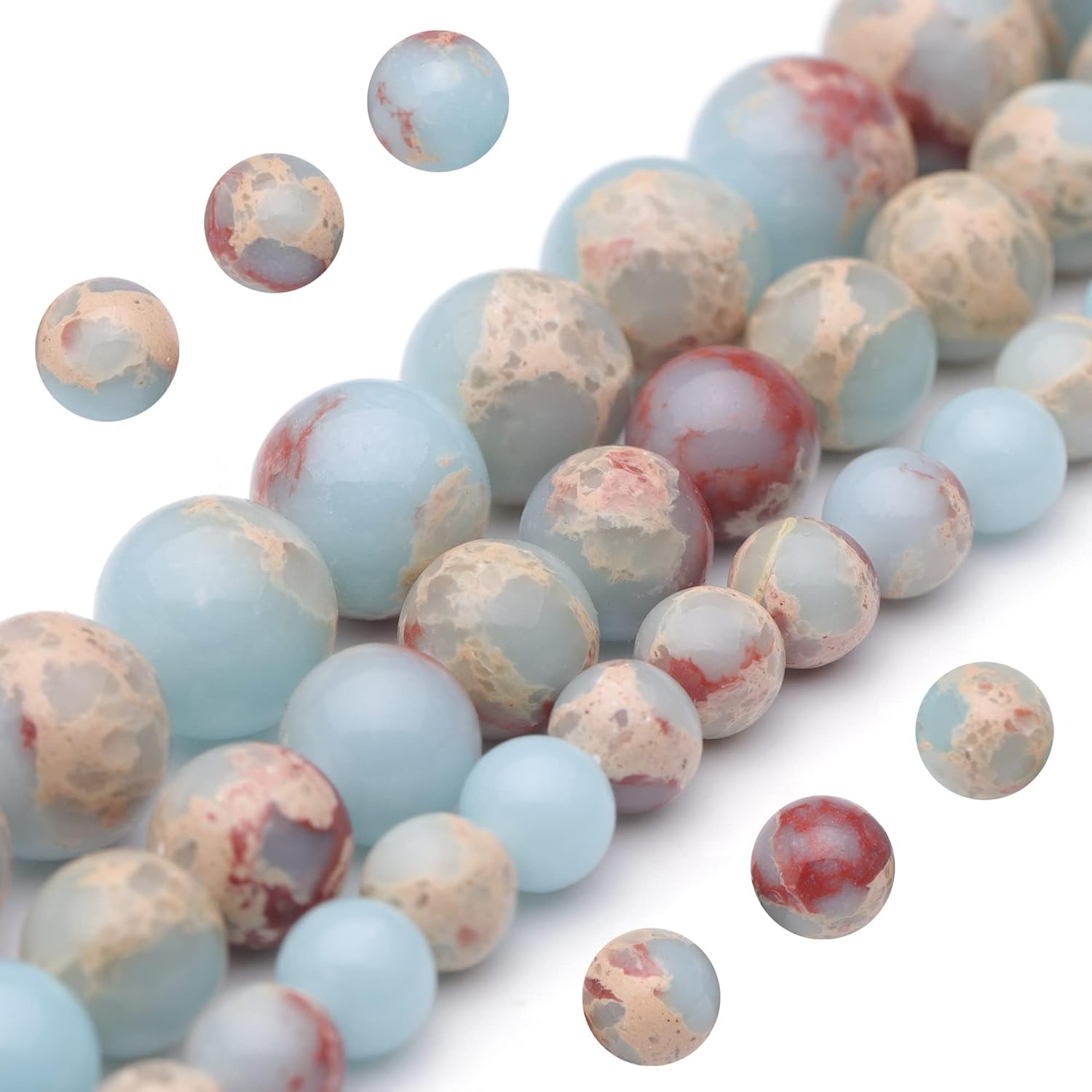 Youngbling Natural Gemstone Beads for Jewelry Making,8mm Sky Blue ...