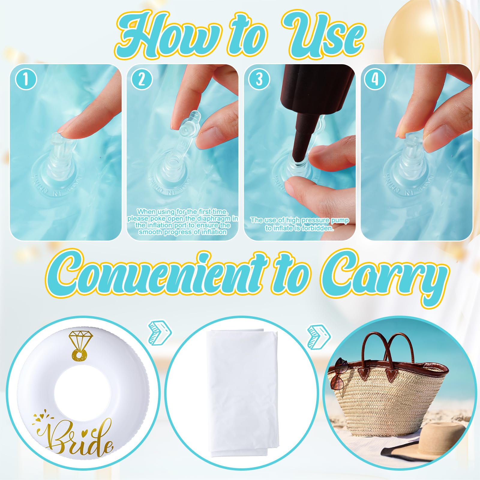Snapklik.com : Motionchic 5 Pcs Bride Pool Float Funny Bachelorette ...