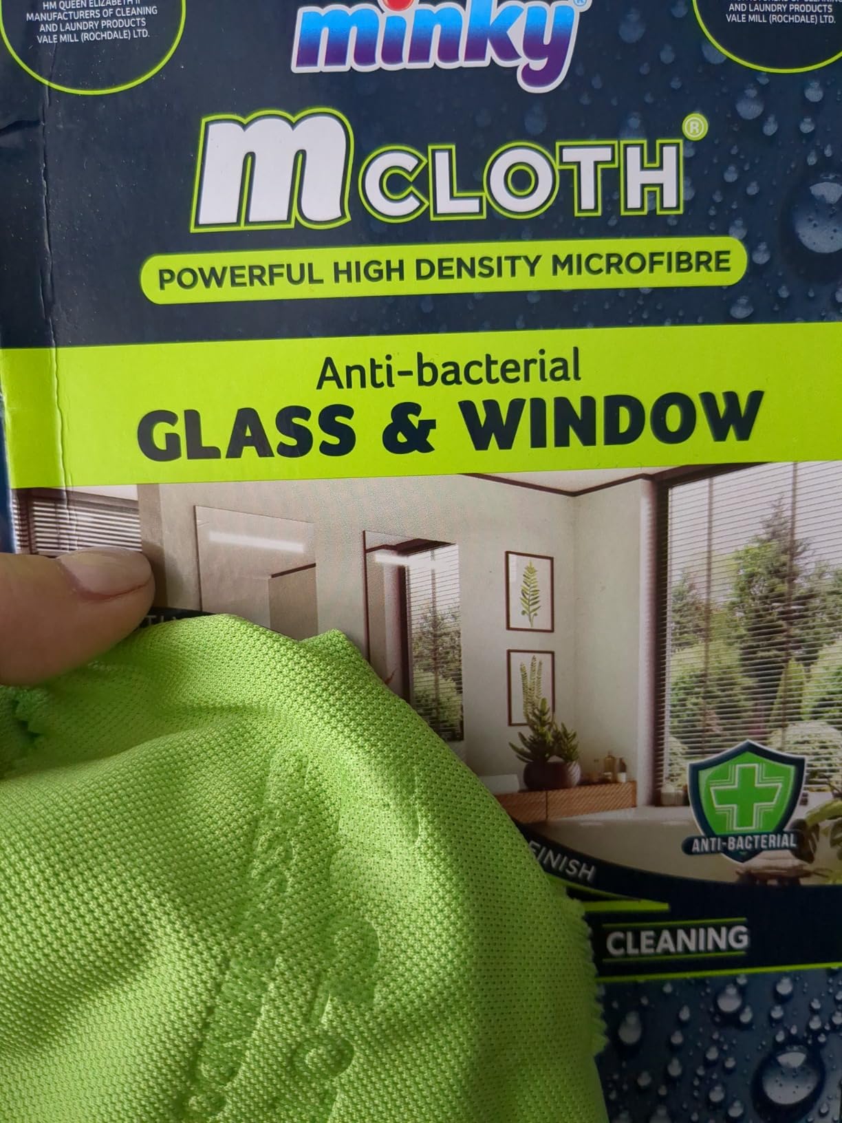 Minky M Cloth Glass and Window Pack of 9, Microfibre Anti-Bacterial ...