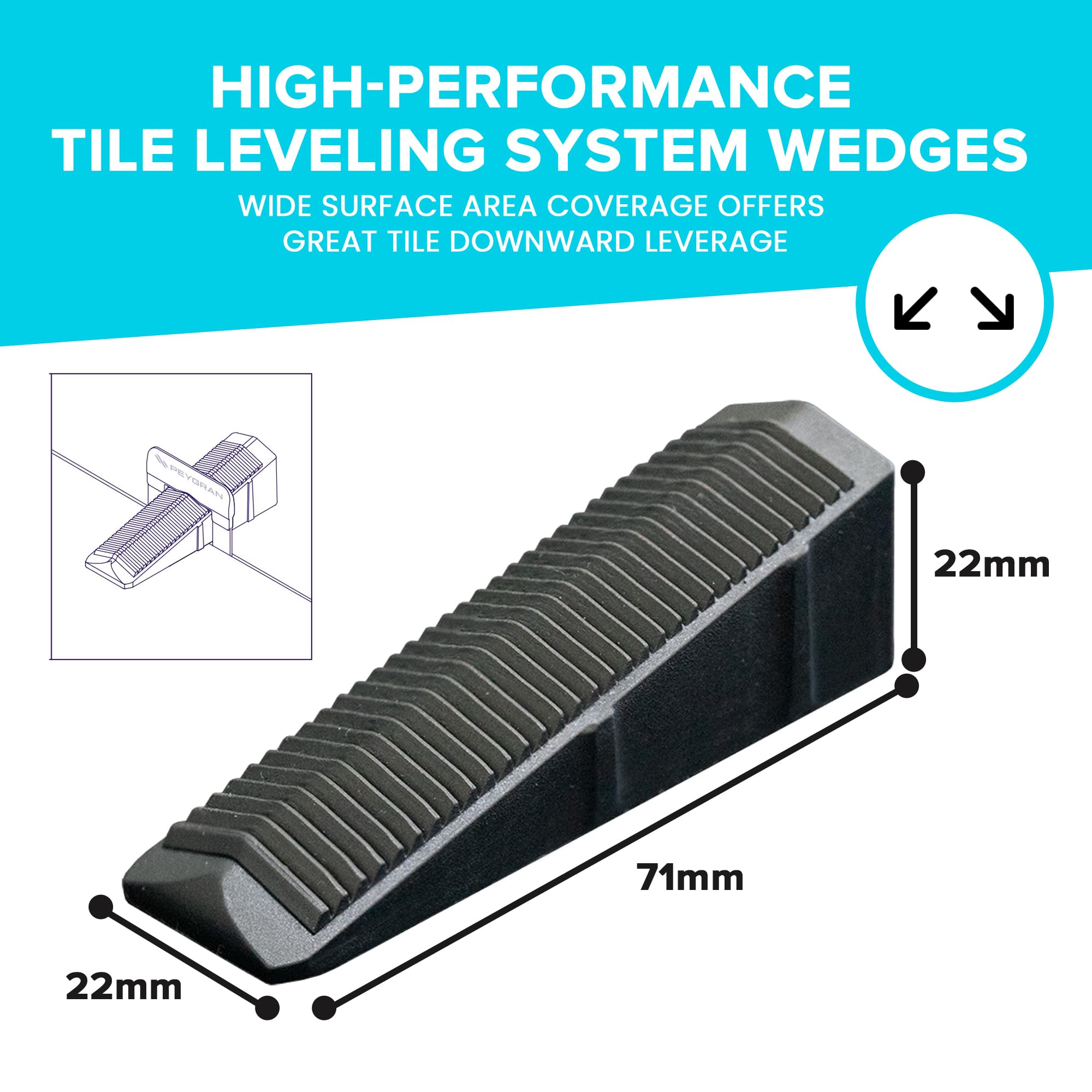 Peygran 200 Black Leveling and Reusable Wedges for Tile and Ceramic ...