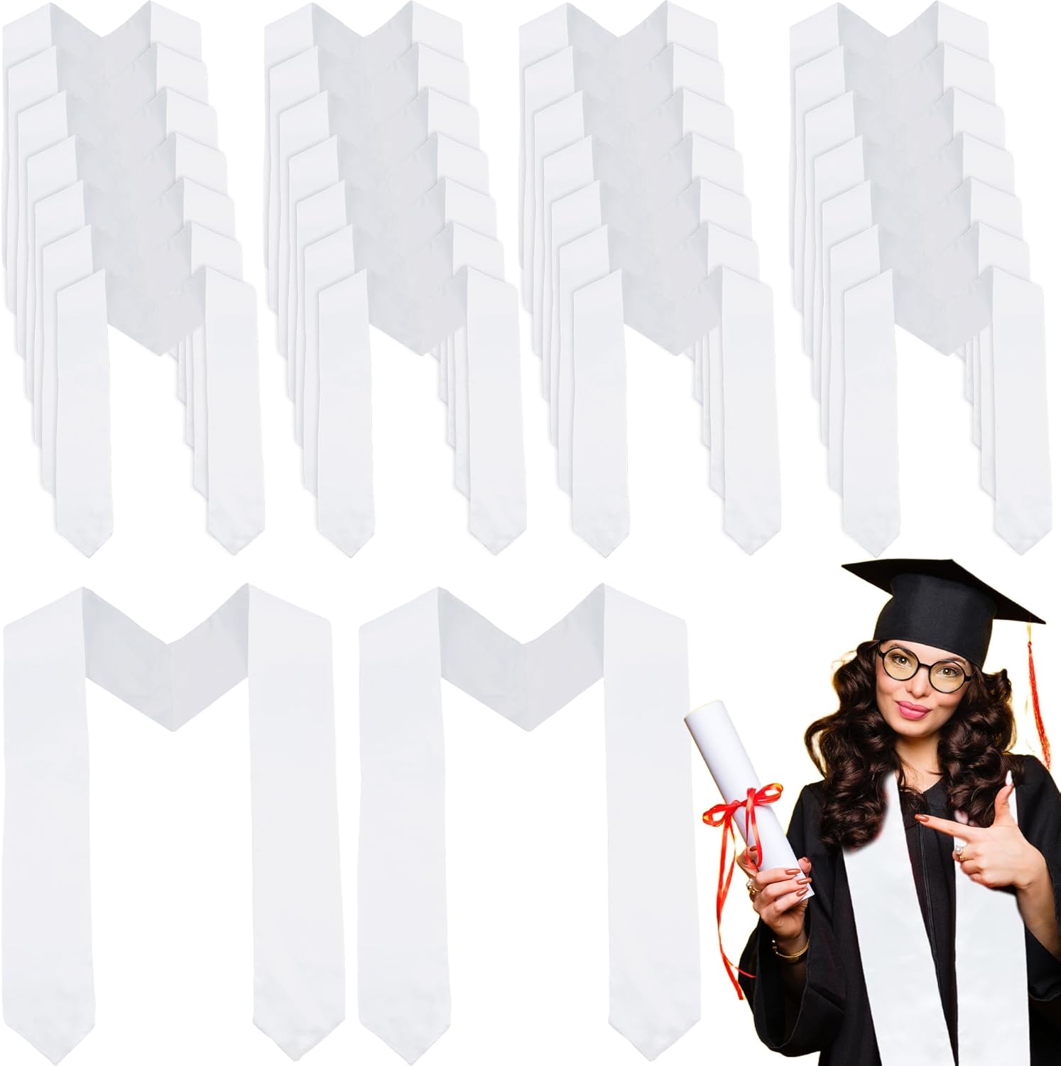 Amazon.com: Restroma 30 Pack Sublimation Graduation Stoles Bulk Plain ...