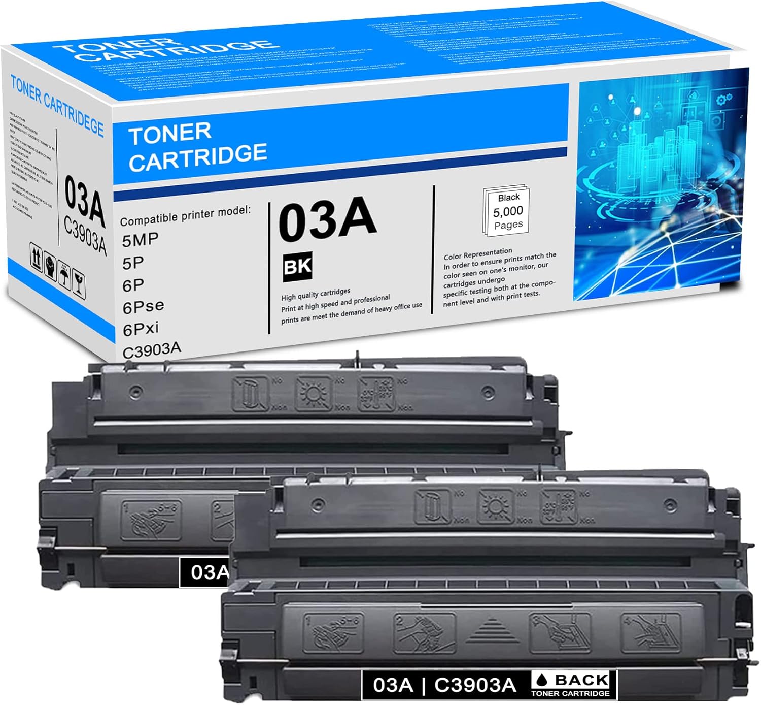 Amazon.com: 2 Pack 03A C3903A Black Toner Cartridge Compatible C3903A ...