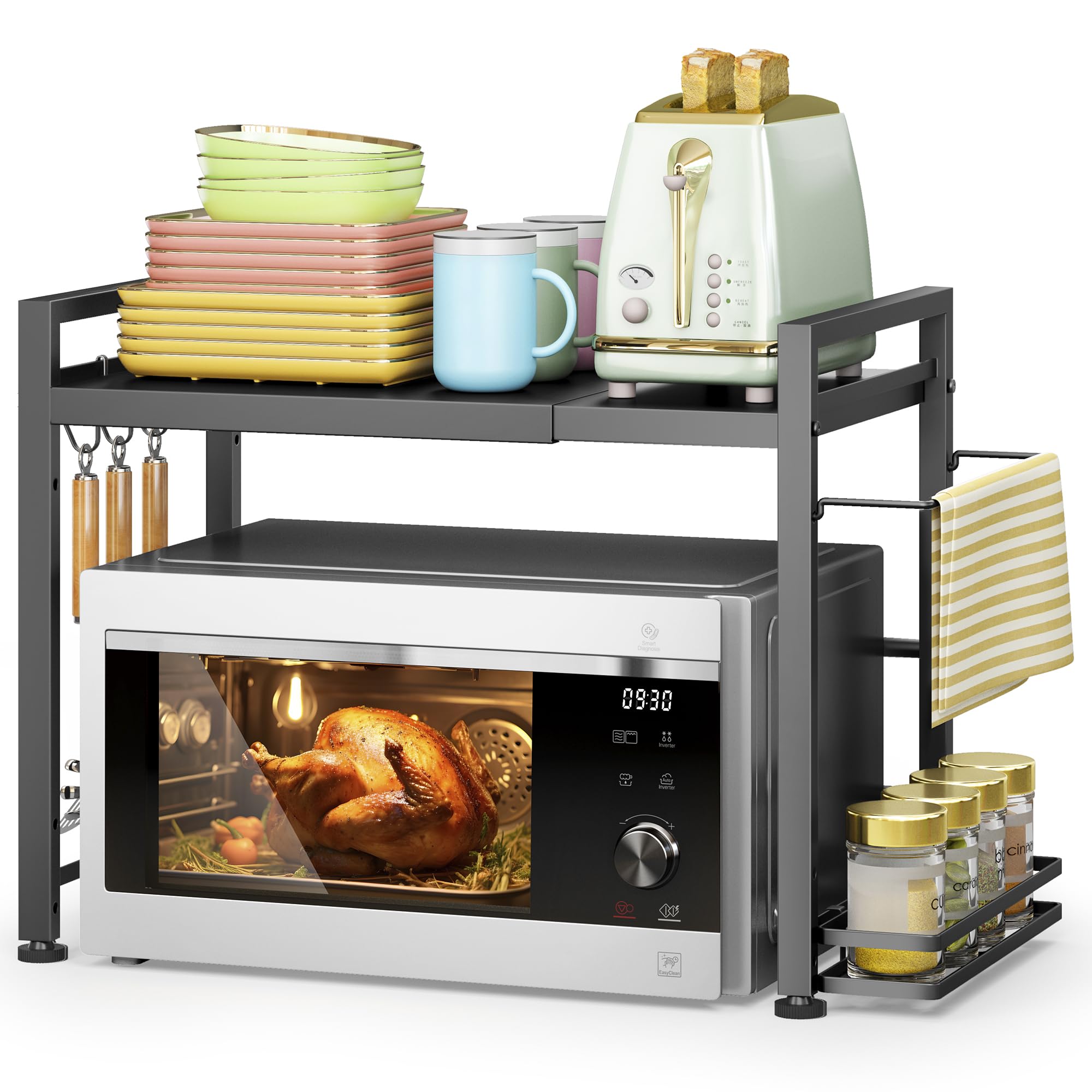 Amazon.com: DOLALIKE Microwave Oven Rack, Expandable Microwave Stand ...