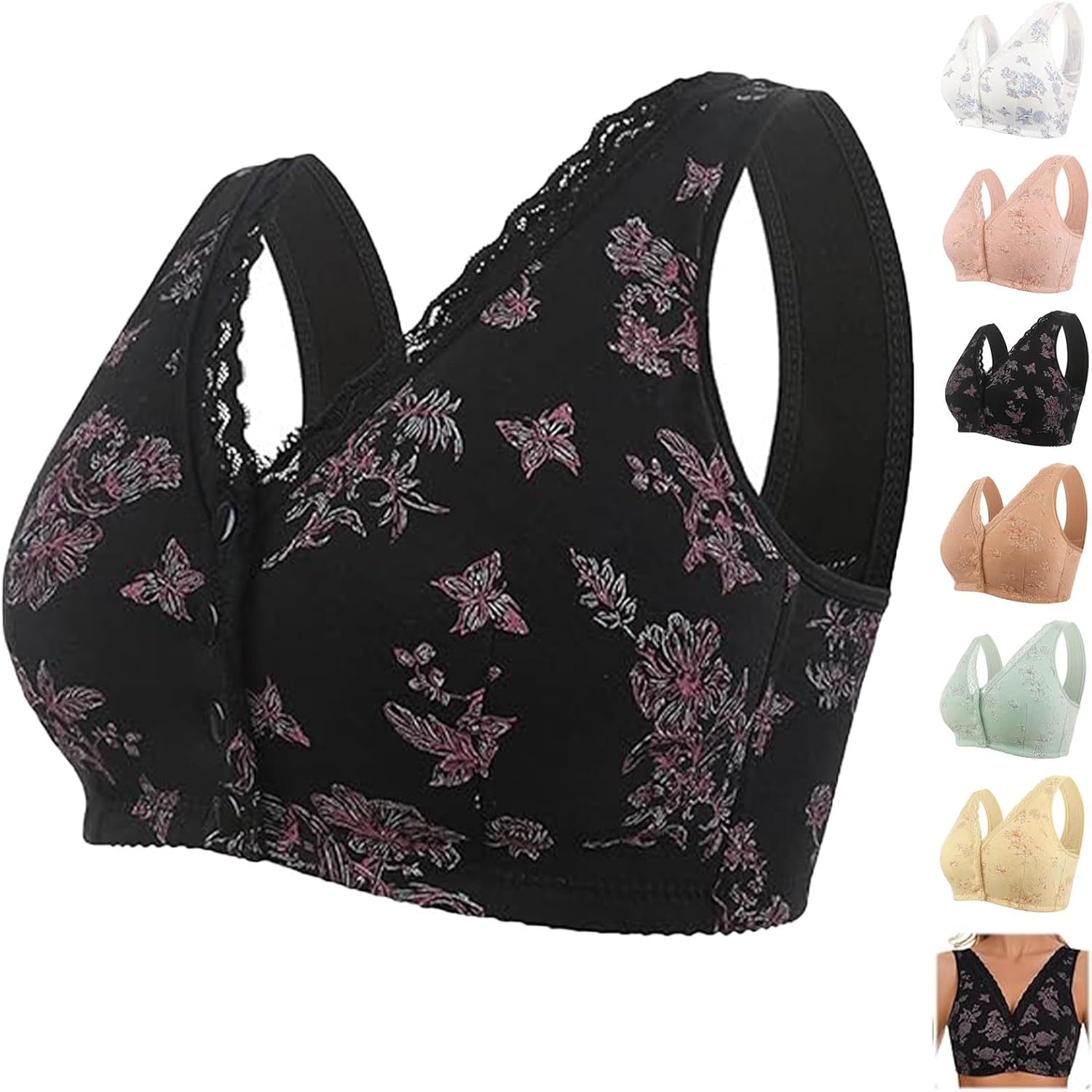 Rivastyle Bra Front Closure, Front Wrap Closure V-Neck No Underwire ...