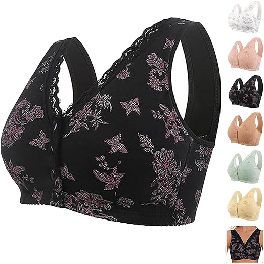 Rivastyle Bra Front Closure, Front Wrap Closure V-Neck No Underwire ...