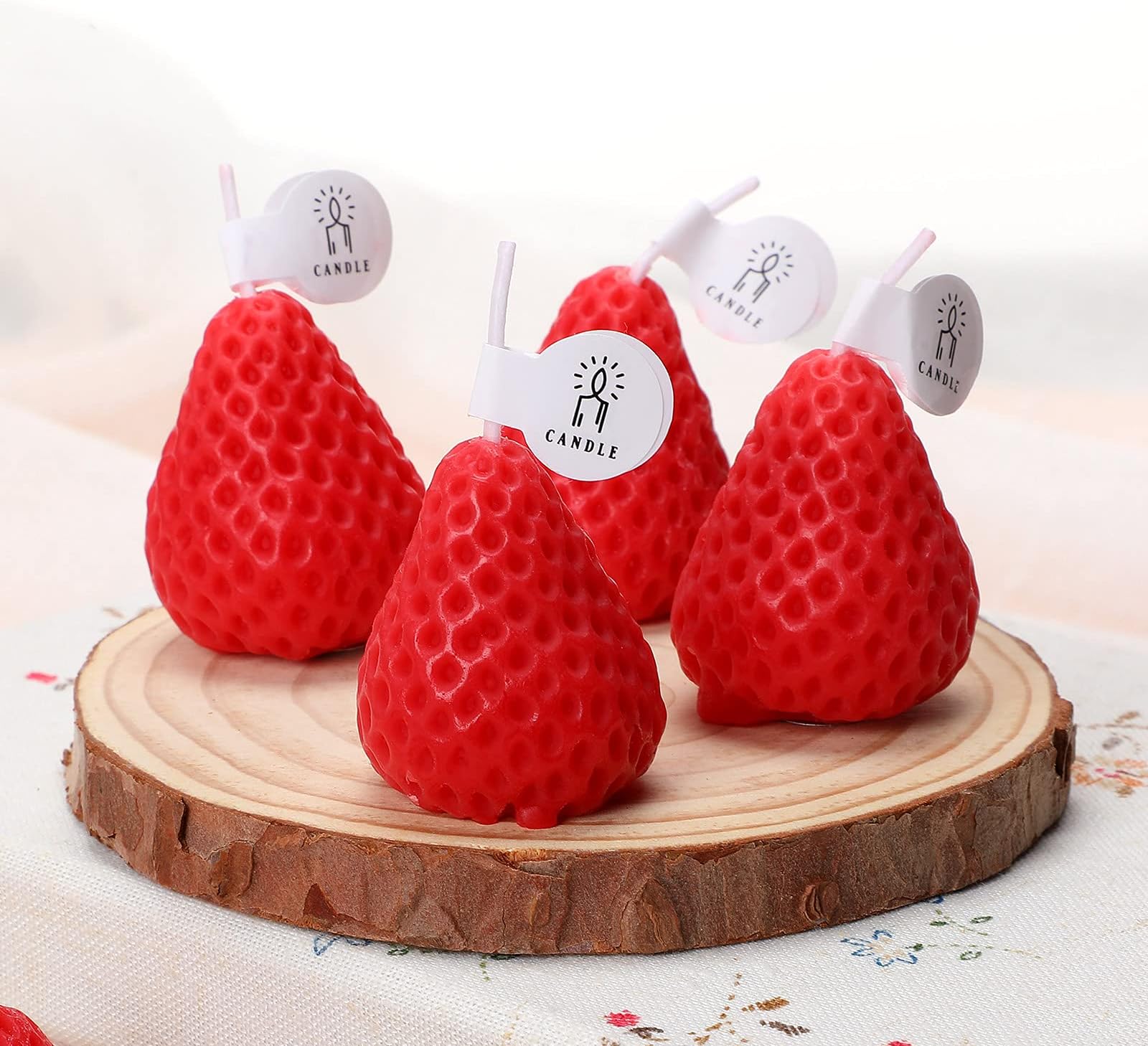 Amazon.com: 8 Pieces Strawberry Candle Strawberry Shaped Scented Candle ...