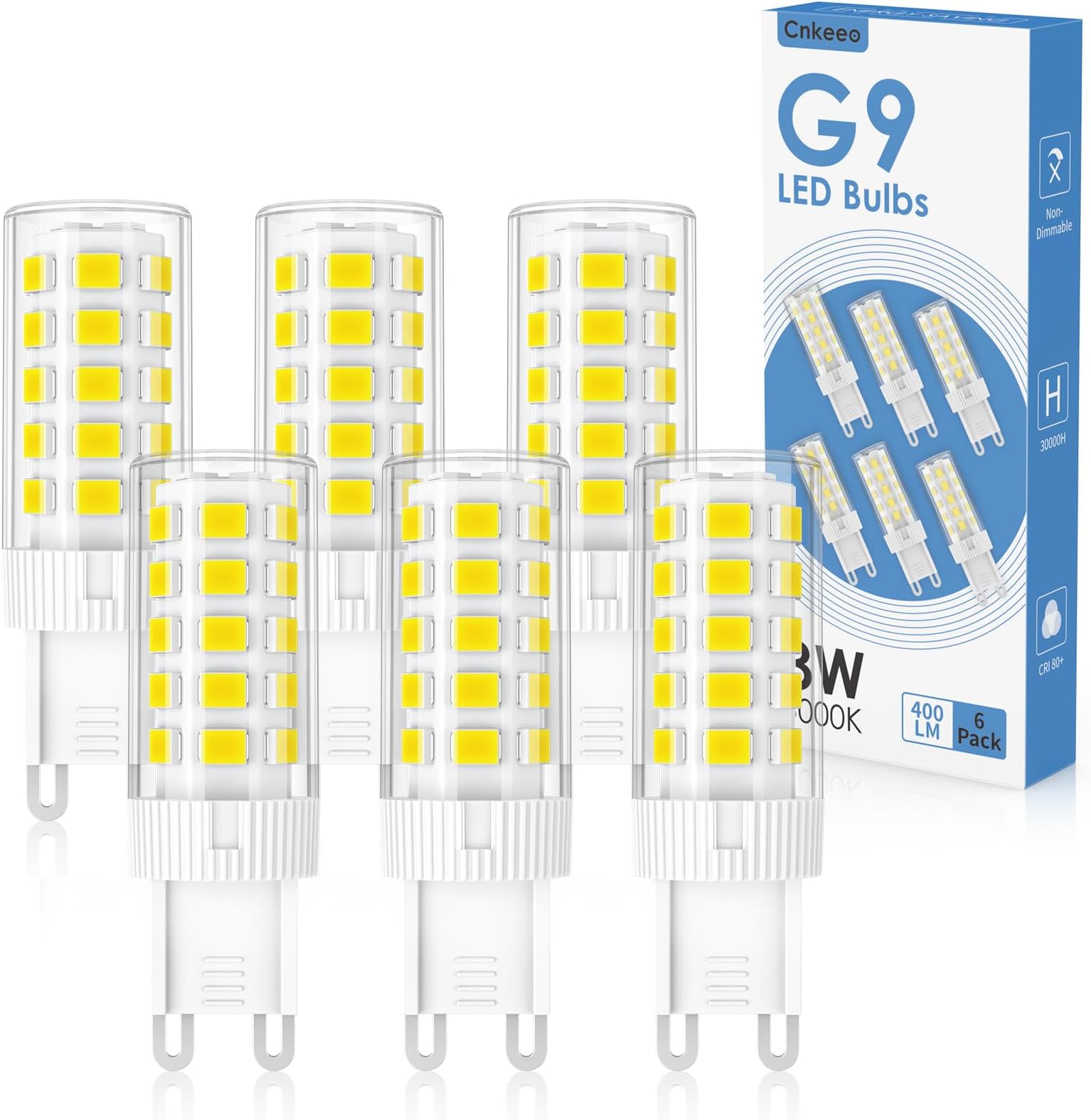 Cnkeeo G9 LED Bulbs, 3W, Cool White, 6000K, 300LM, Equivalent to 30W ...