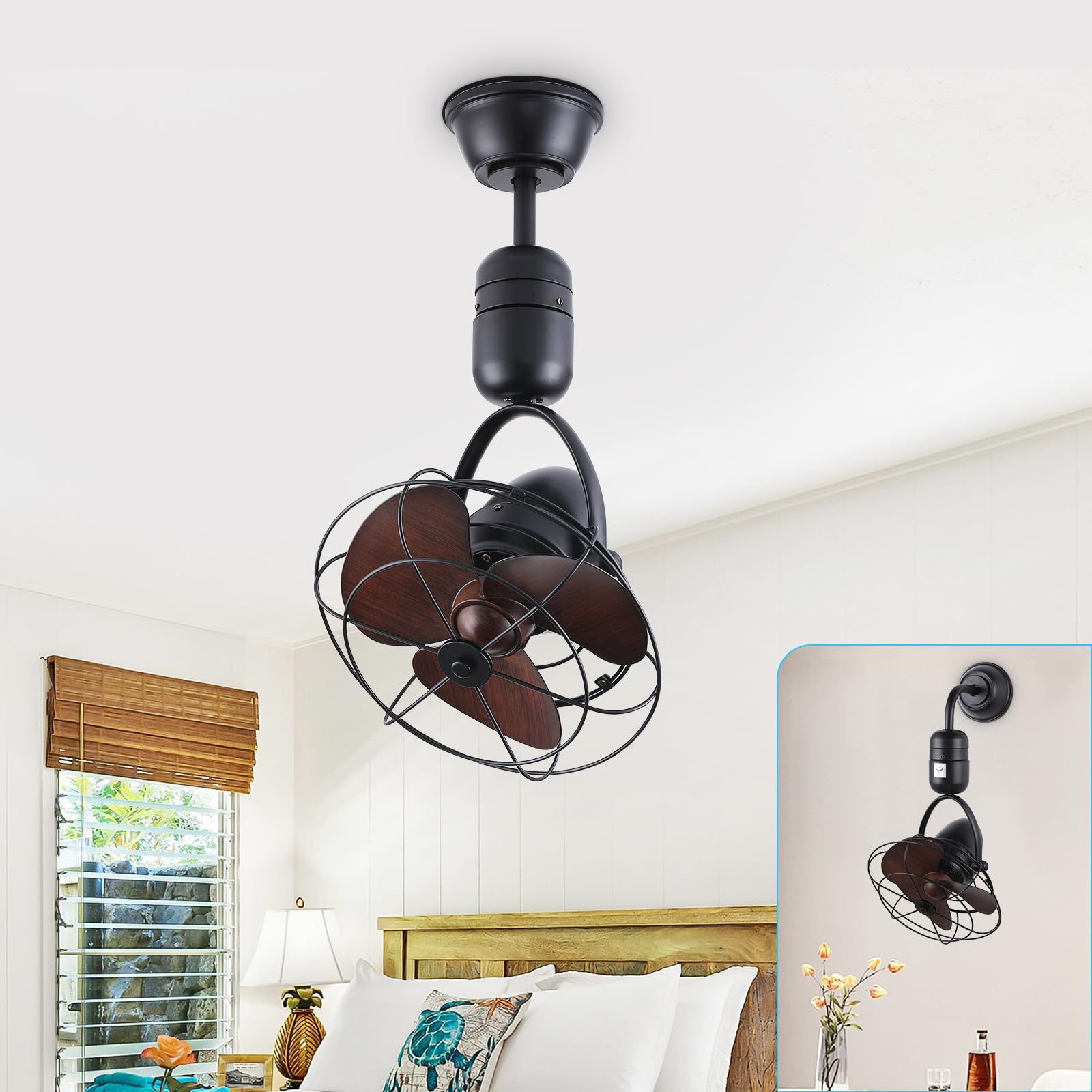 Amazon.com: DIGLED Oscillating Ceiling Fan with Remote: Caged Outdoor ...