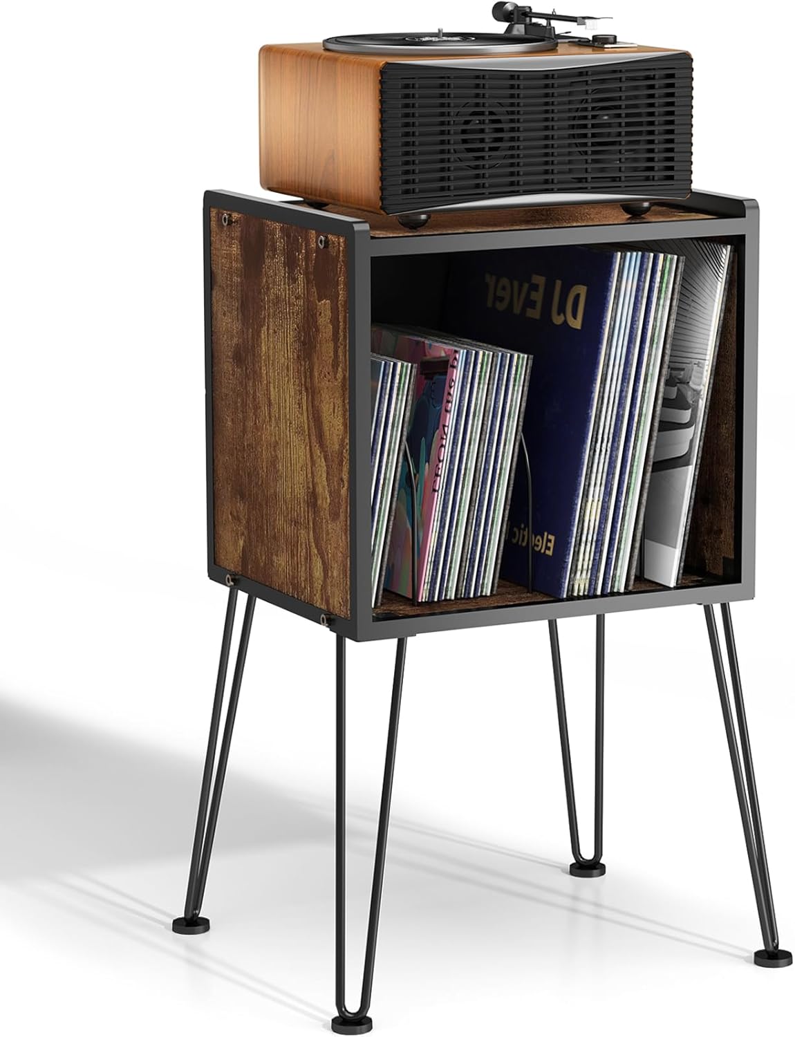 Amazon.com: RUILALIFE Record Player Stand Table with Vinyl Holder, 3 ...