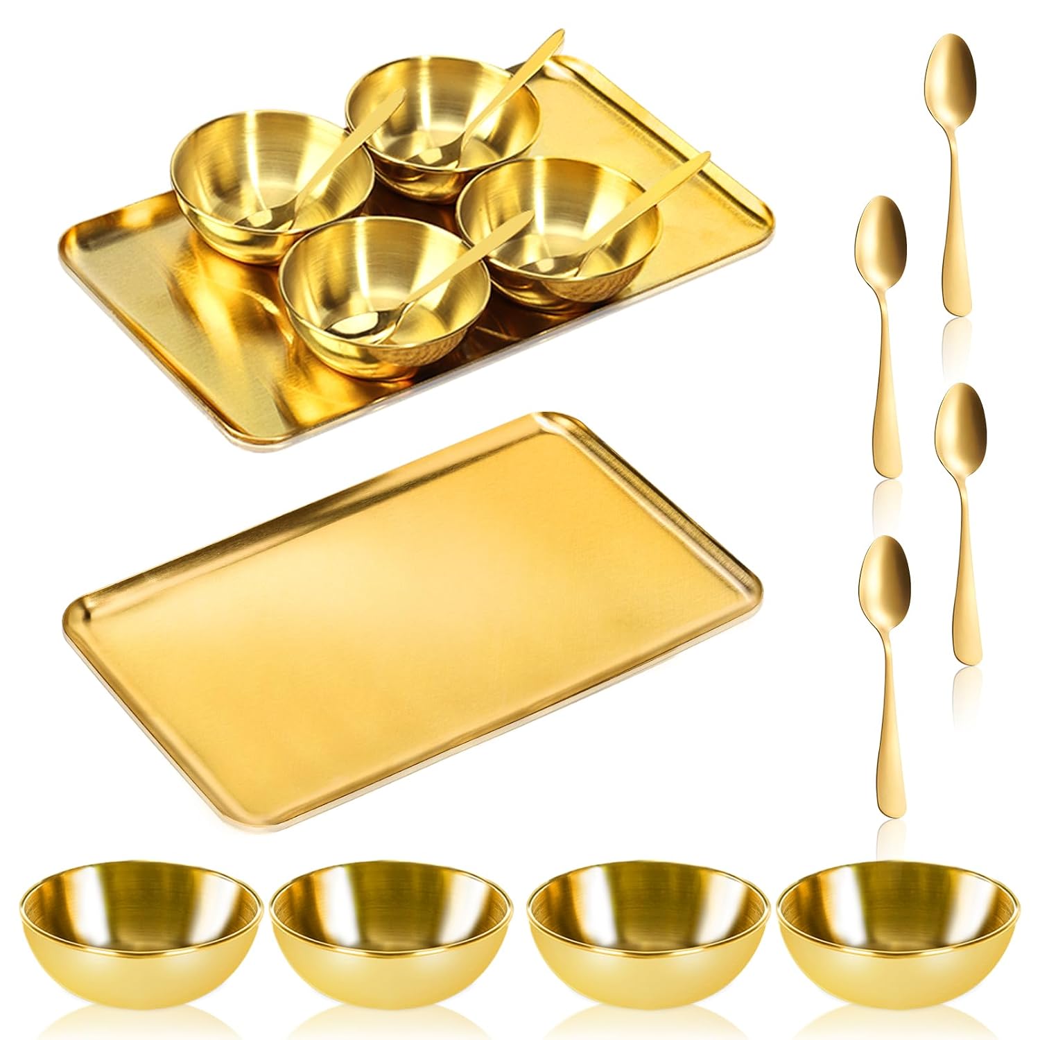 Amazon.com: 9 Pcs Gold Facial Supplies Large Gold Skincare Tray 4 ...