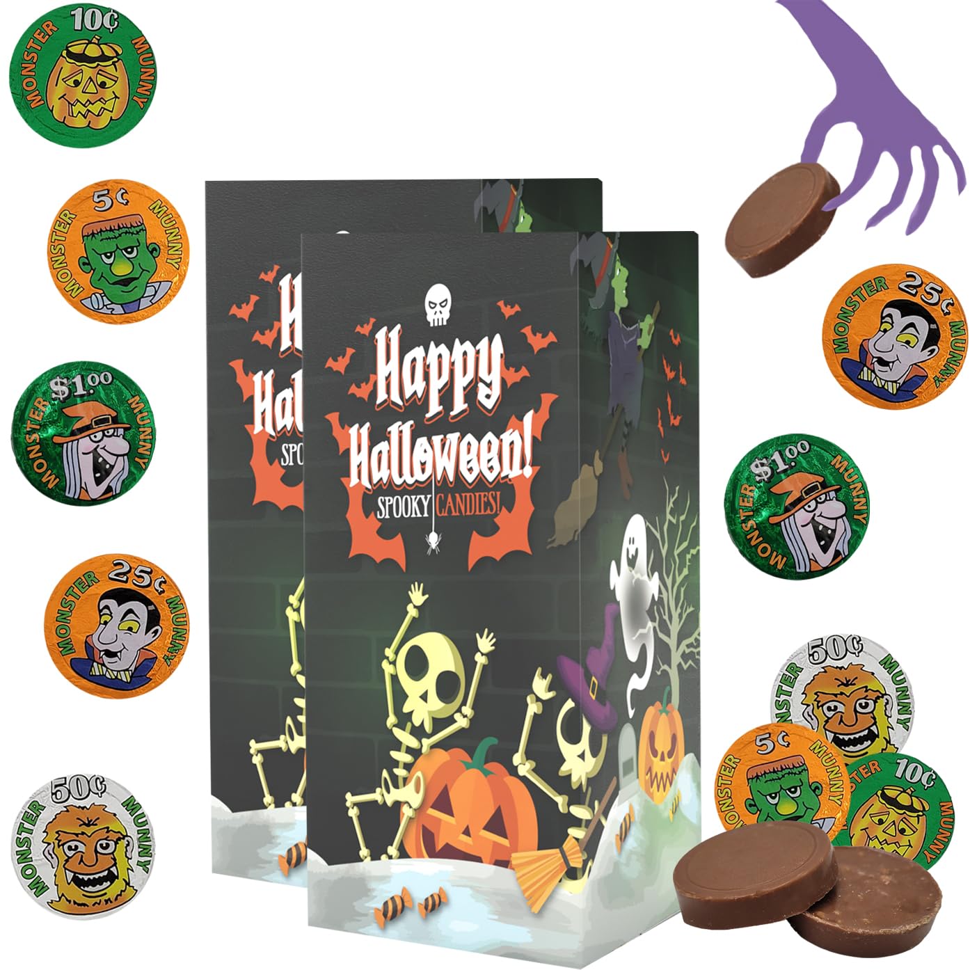 Amazon.com : Fruidles Halloween Monster Coins Munny, Trick-Or-Treat ...