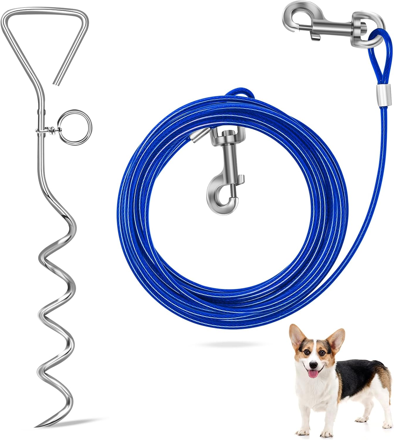 Amazon.com: Relux Dog Tie Out Cable and Stake, 30FT Outdoor Dog Leash for Yard Training, Running ...