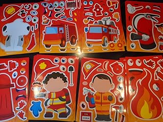 Amazon.com: 24 Sheets Firefighter Stickers, Make Your Own Firefighting ...
