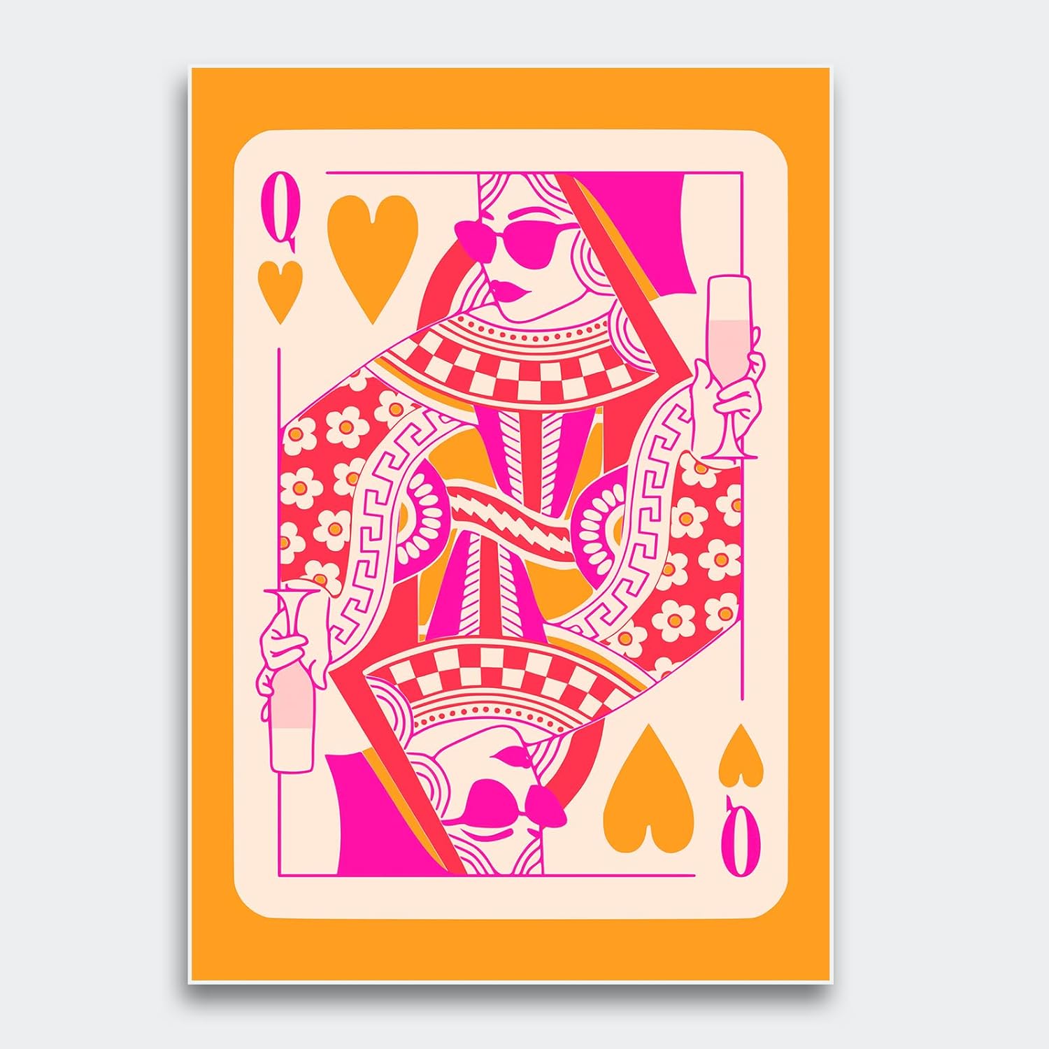 Amazon.com: Furmjond Vintage Orange Queen of Hearts Poker Room ...