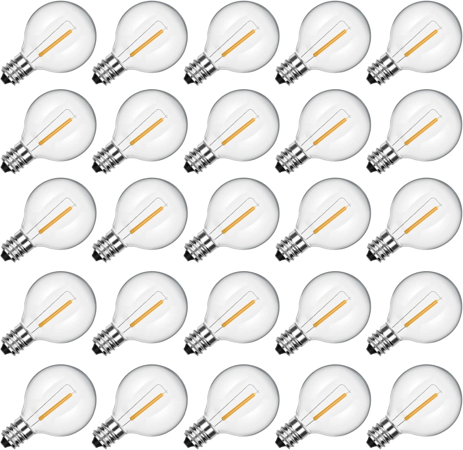 Amazon.com: BlueStars 25 Packs Clear G40 LED Globe Bulbs E12 Candelabra ...