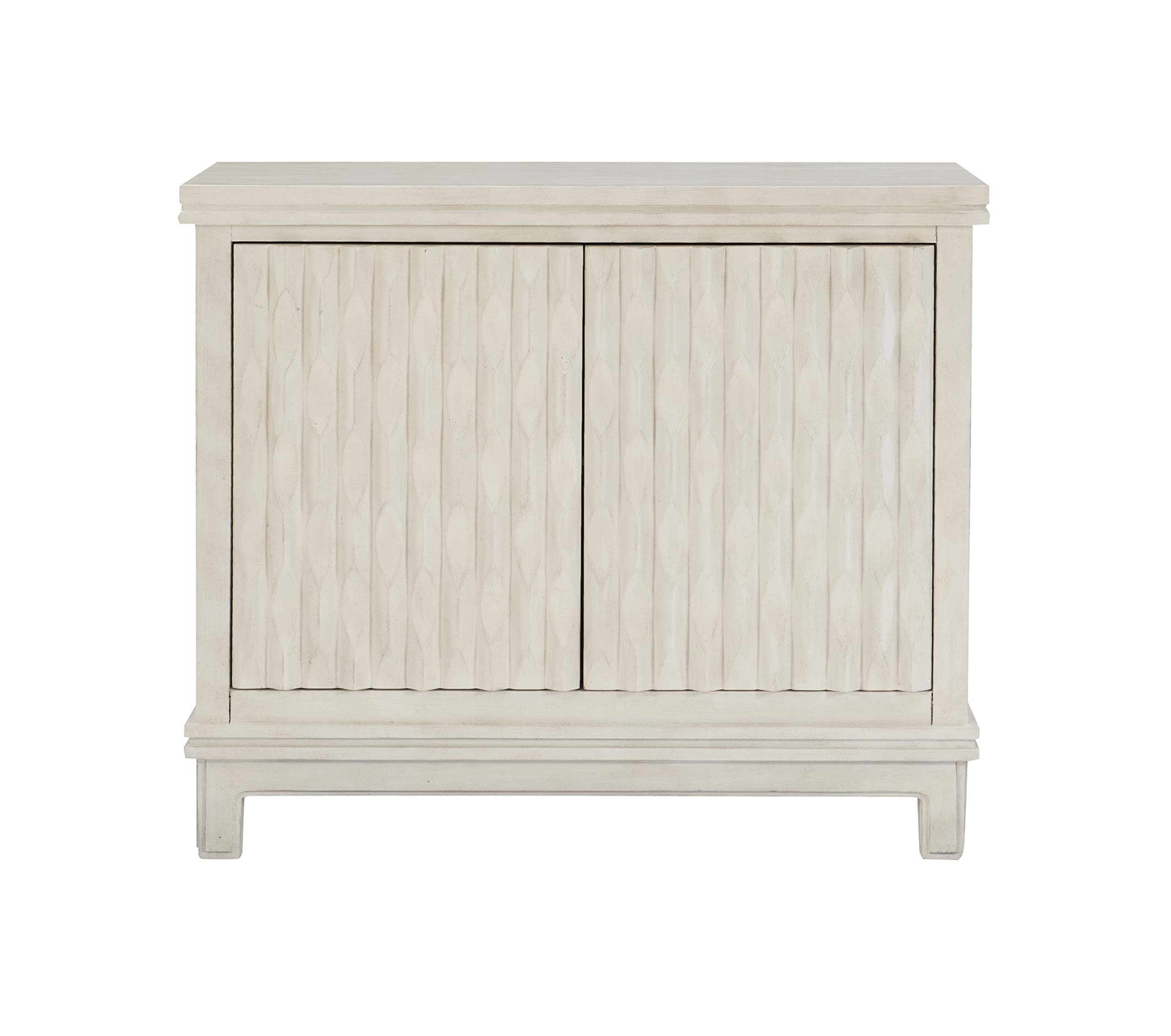 Powell Cream Two Shelves Tanner 3D Carved Cabinet