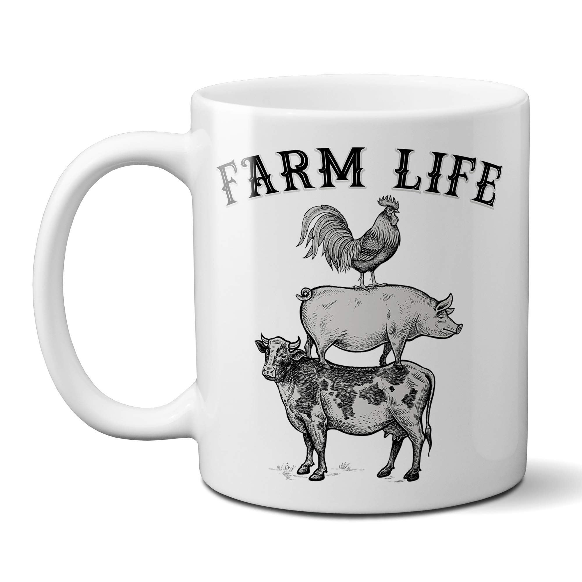 Buy Farm Life Coffee Mug with Stacked Farm Animals Cow Pig Rooster ...