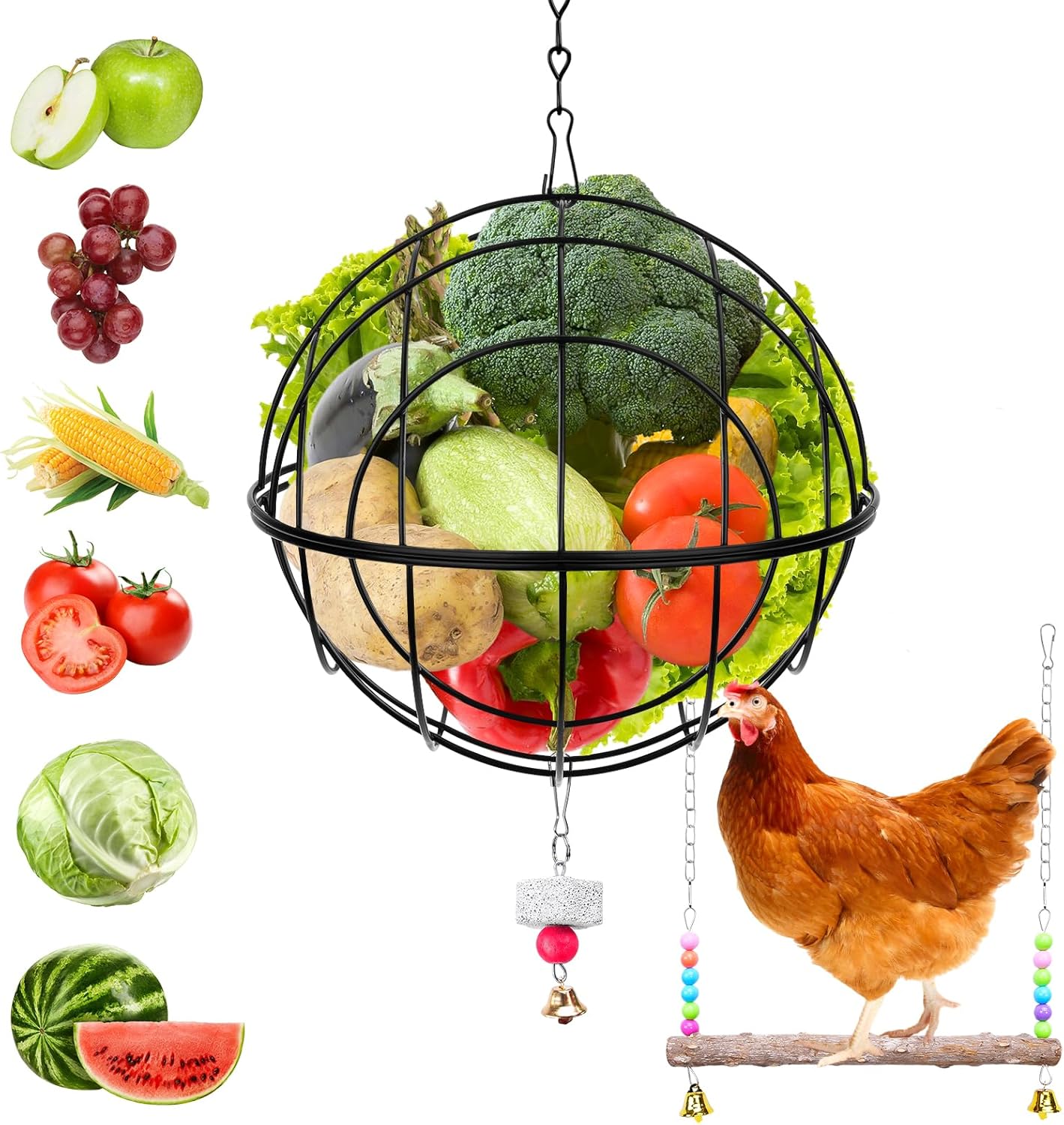 Amazon.com: UNIFAMILY Chicken Hanging Feeder Ball, 7.8 Inch Metal ...