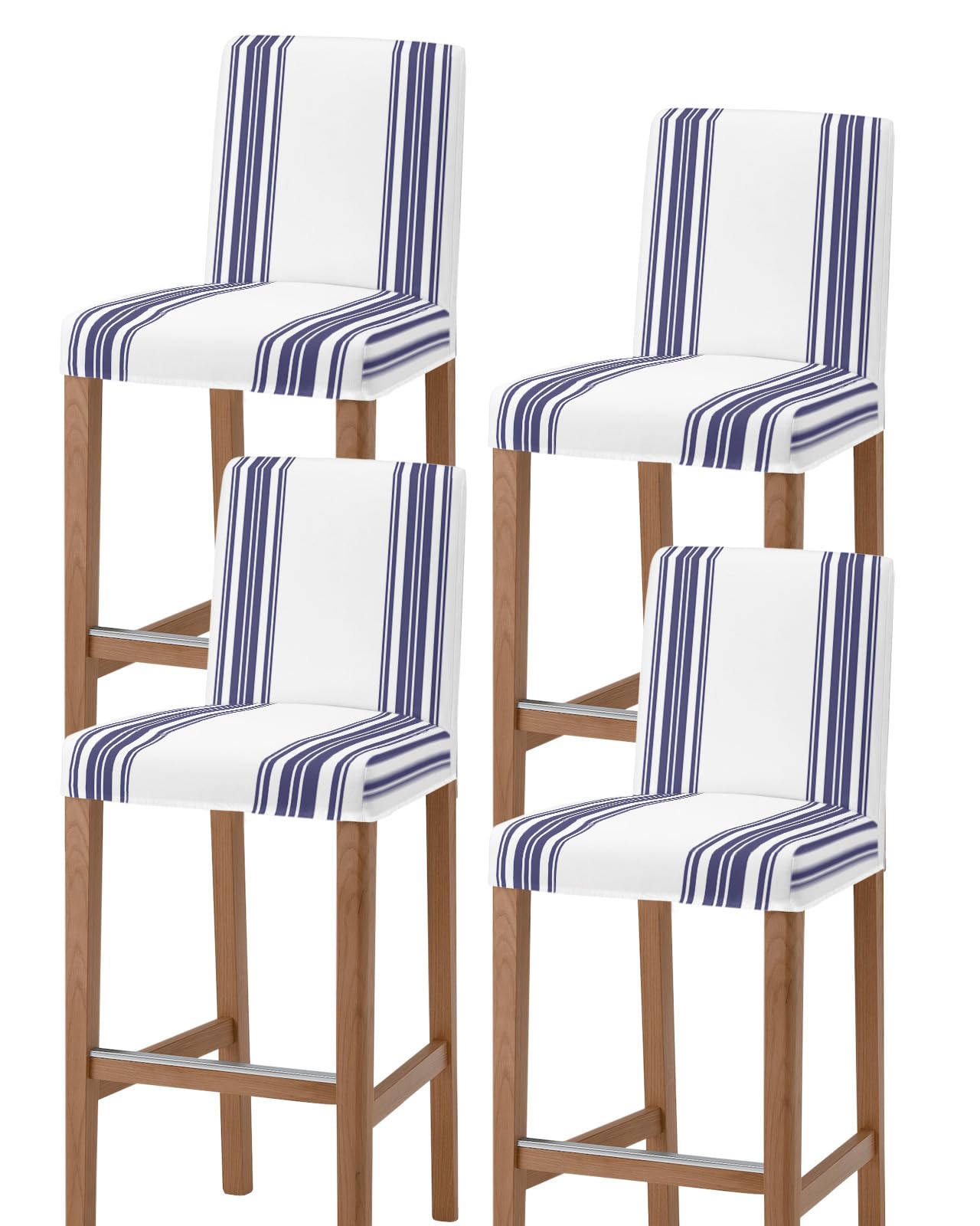 Amazon.com: Navy Blue Striped Bar Stool Covers - Stretch Dining Chair ...